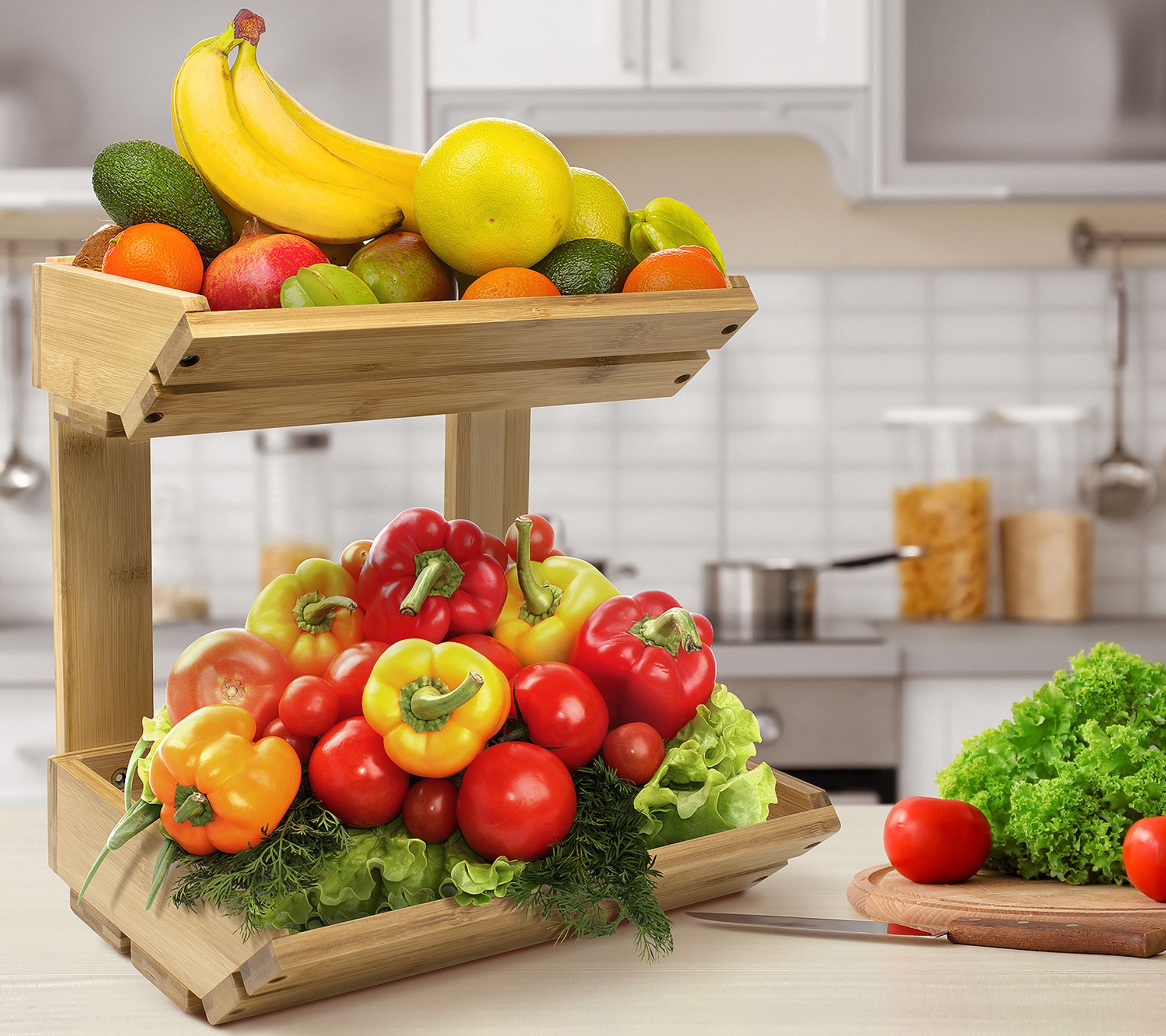 Sorbus Bamboo Fruit Storage Rack - QVC.com