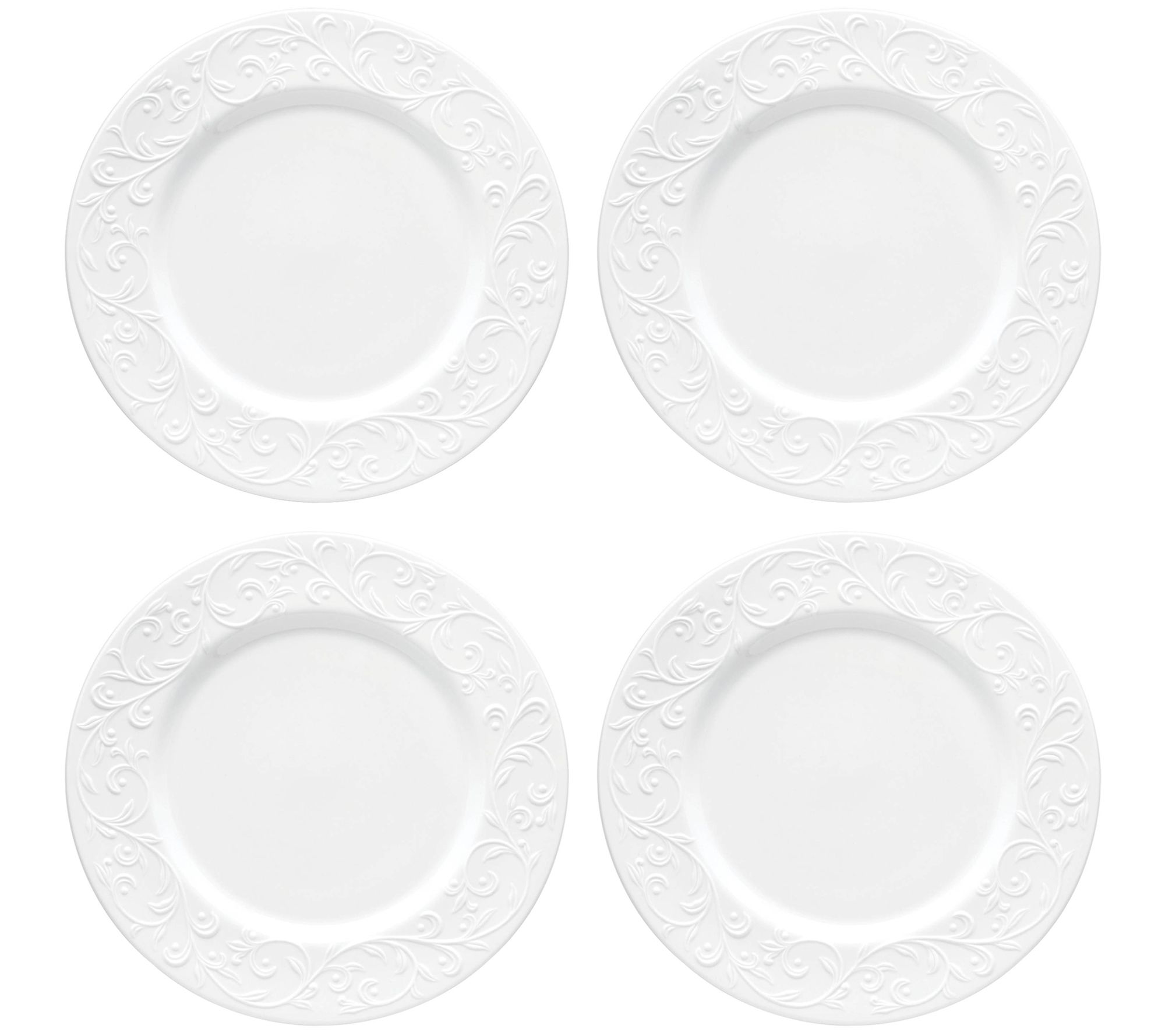 Lenox Opal Innocence Carved 4-Piece Dinner Plate Set - QVC.com