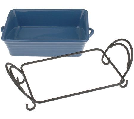 Temp-tations Nouvelle 1.5qt. Ceramic Baker with Rack & Storage Lid ...
