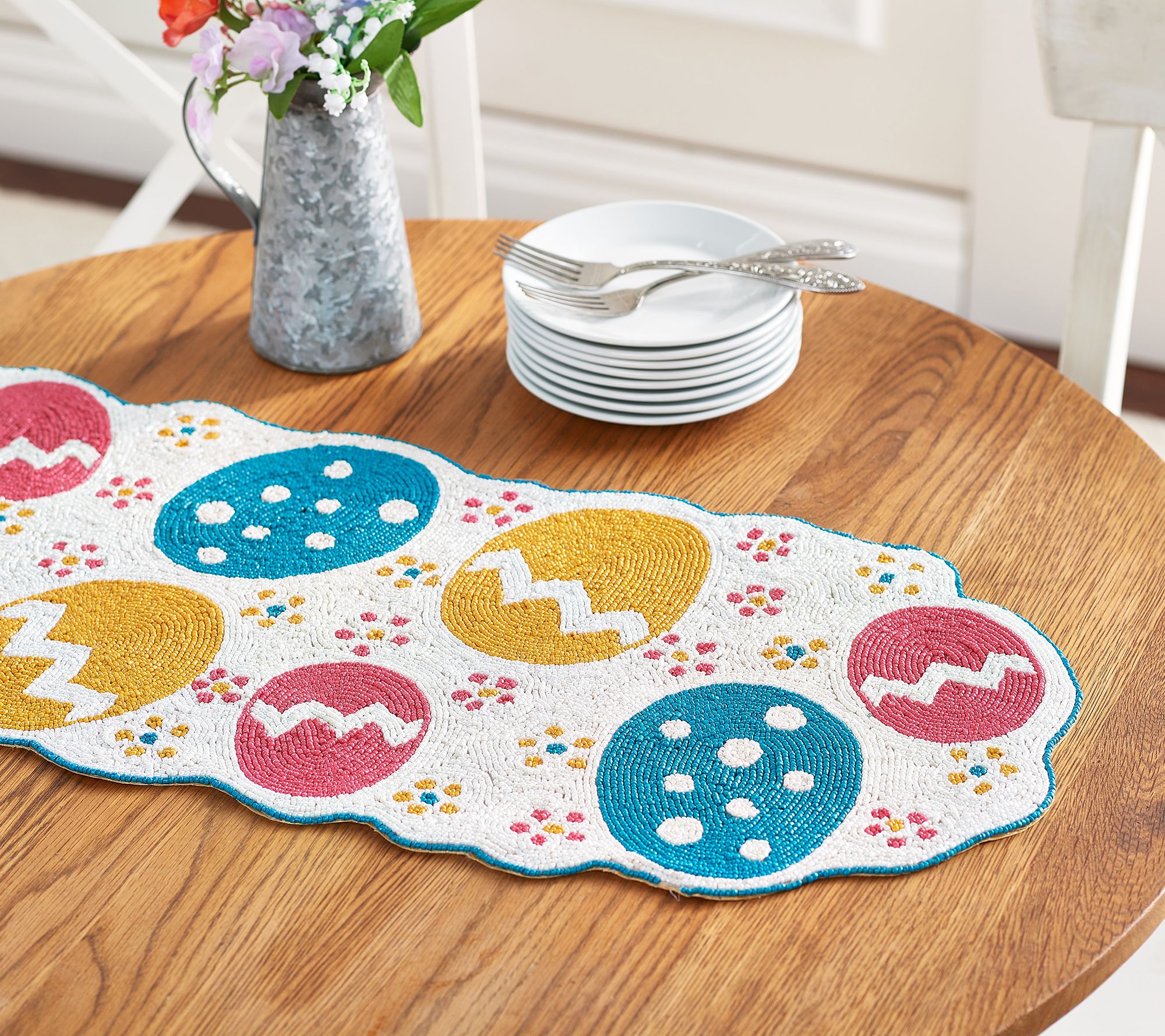  As Is Temp tations Seasonal Beaded Table Runner QVC