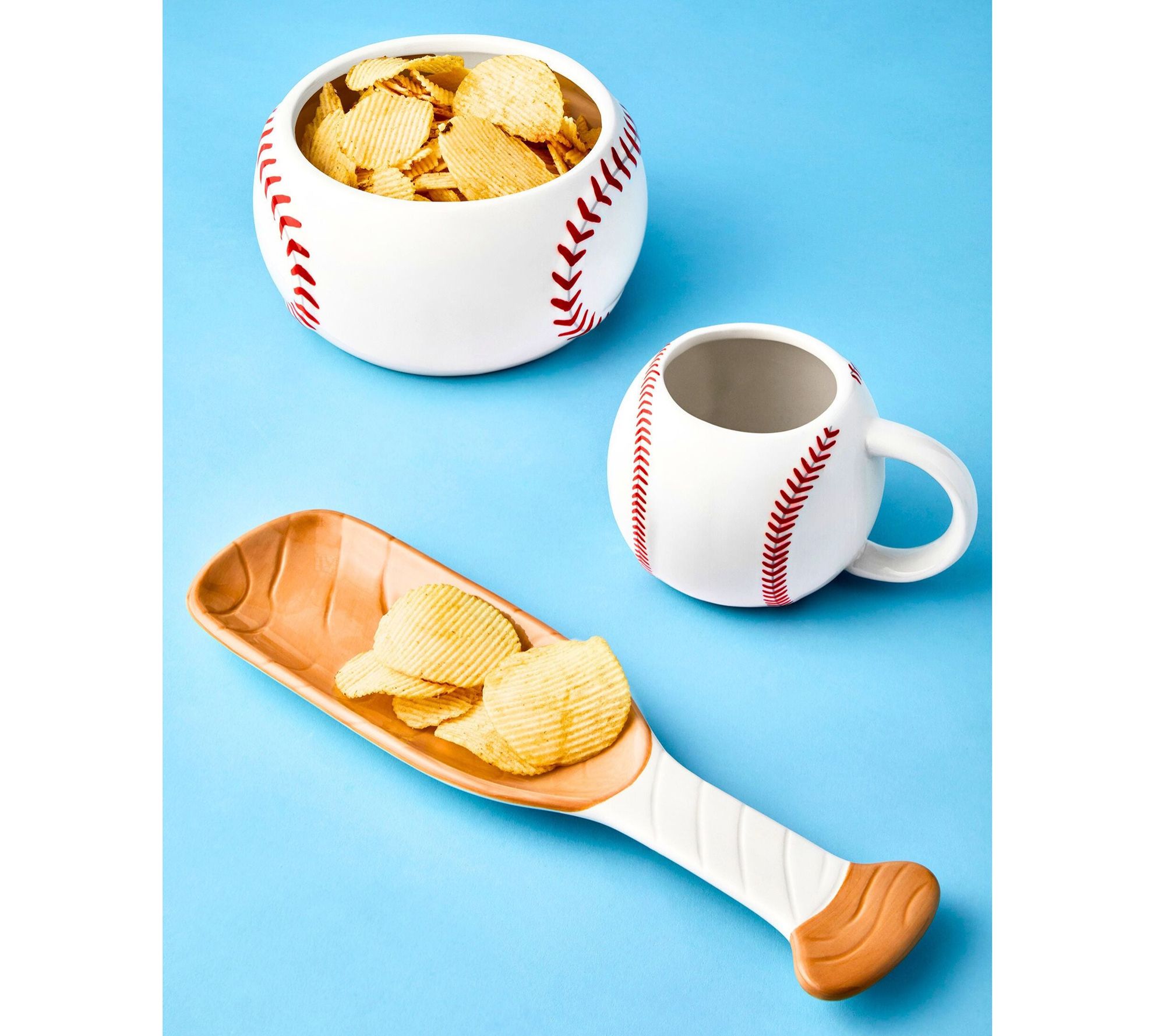 Godinger League Baseball Bat Platter & BaseballServing Bowl - QVC.com
