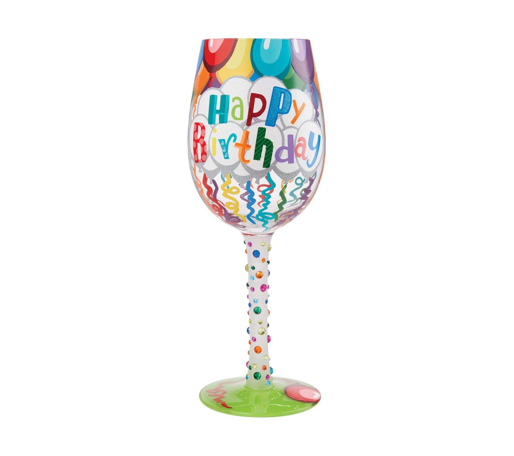 Enesco Lolita 15-oz Birthday Streamers Wine Glass - QVC.com