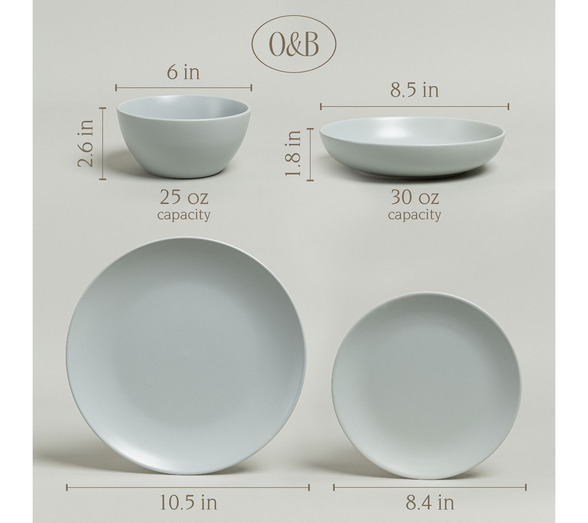 over&back Coupe 16-Piece Semi-Matte Stoneware Dinnerware Set - QVC.com