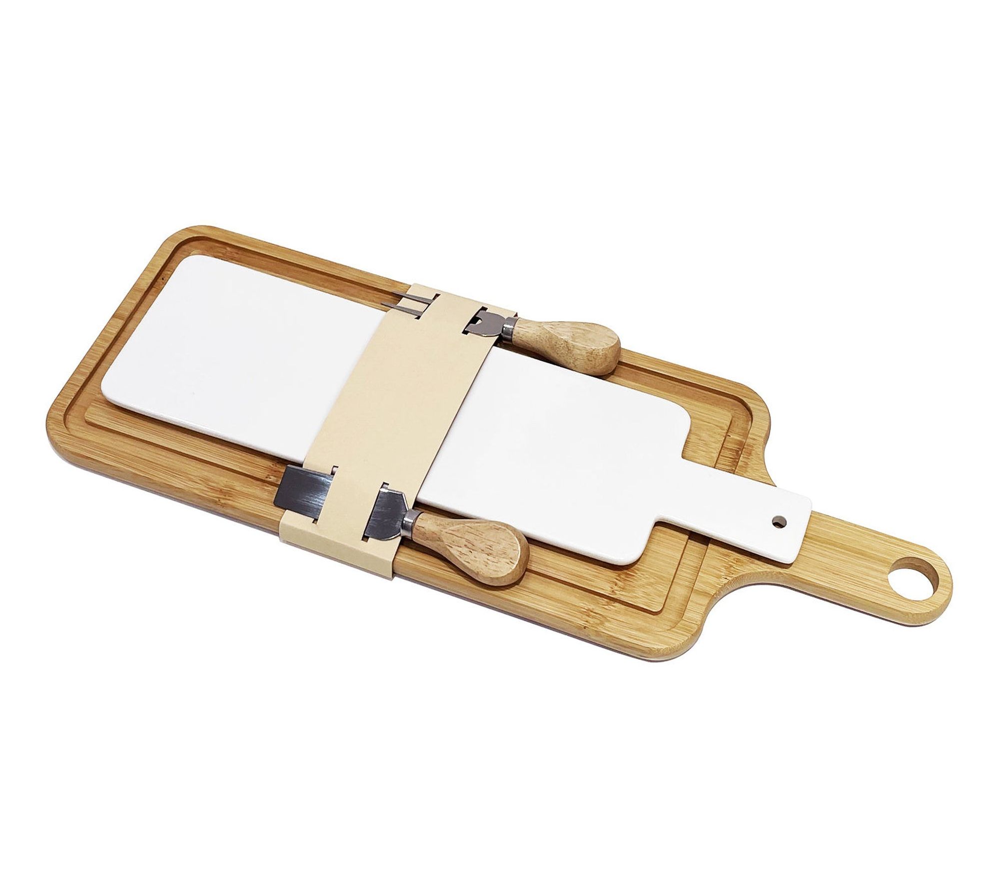 Godinger Jumelle Double Cheese Board Set with Cheese Knife - QVC.com