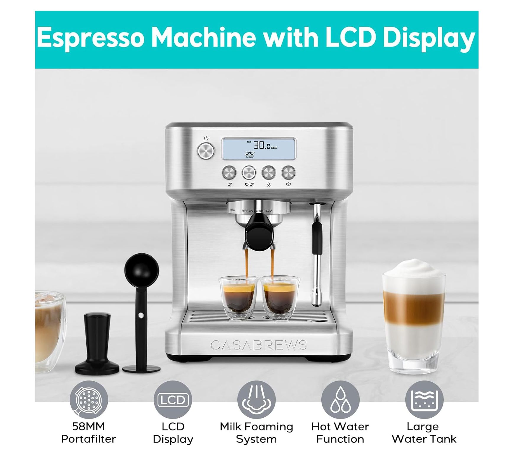 Casabrews Ultra Espresso Machine Coffee Maker w/ Milk Frother - QVC.com