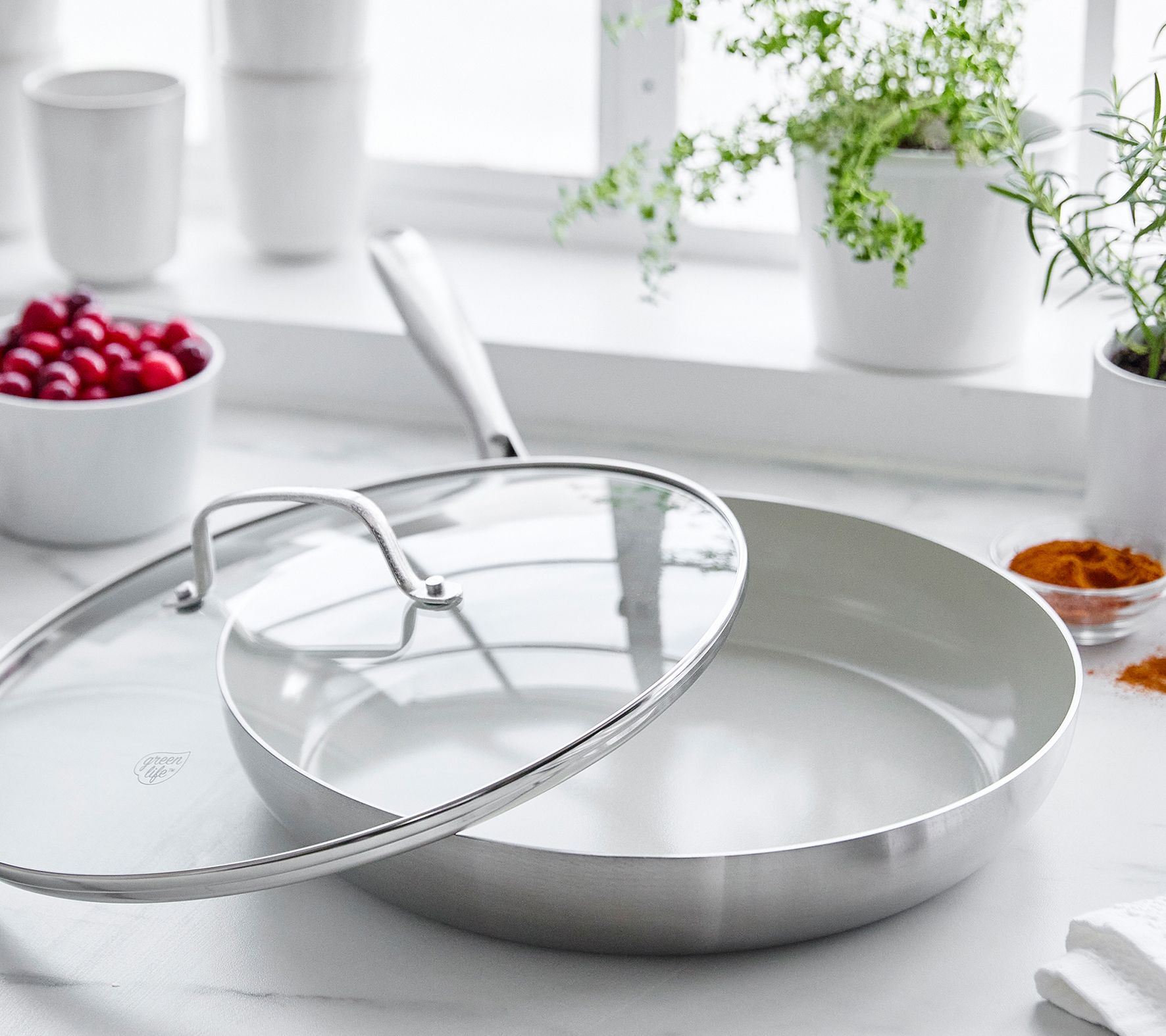 GreenLife 12" Stainless Steel Pro Covered Frying Pan - QVC.com