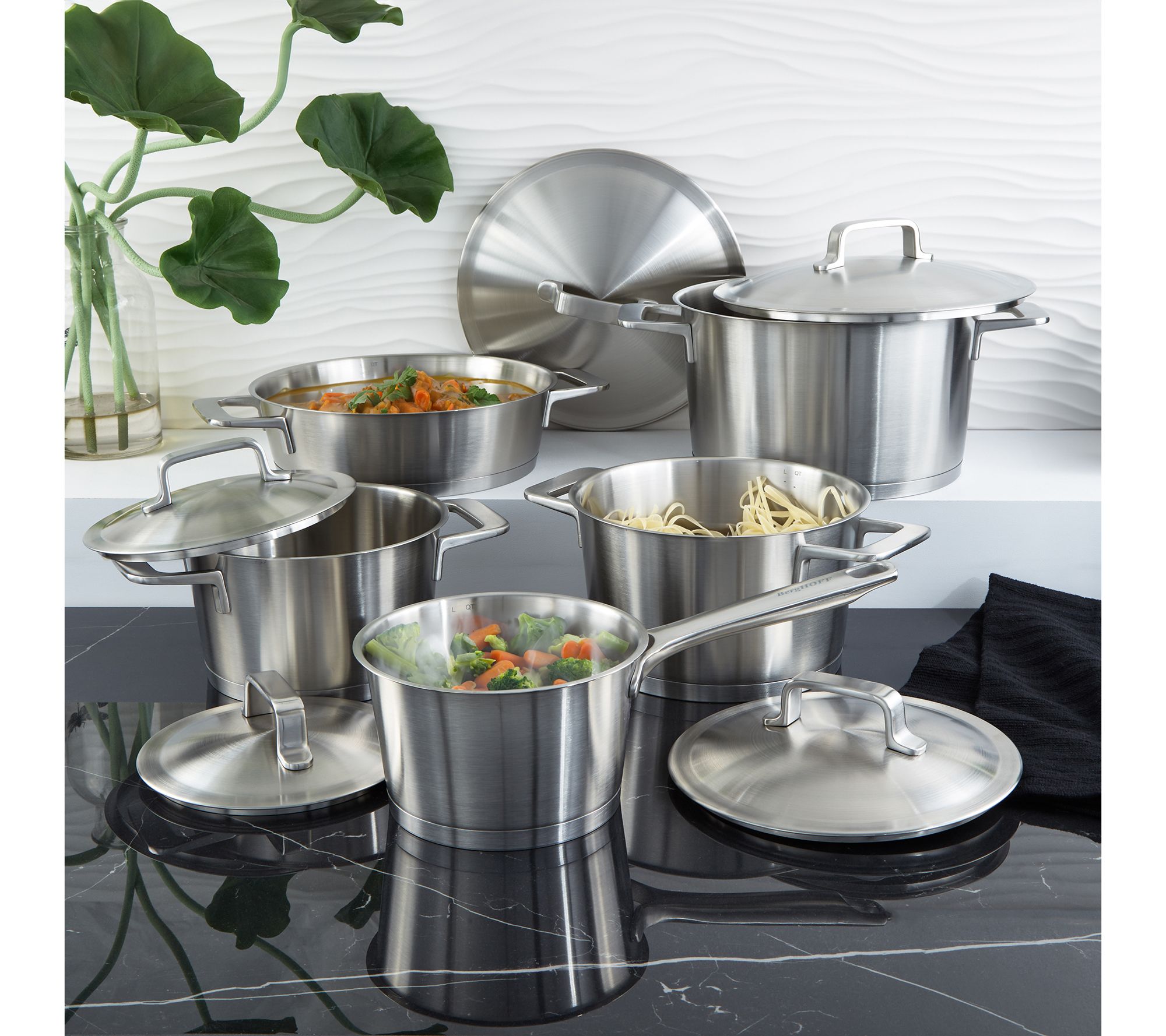 BergHOFF Meta 10pc Recycled 18/10 Stainless Steel Cookware Set - QVC.com