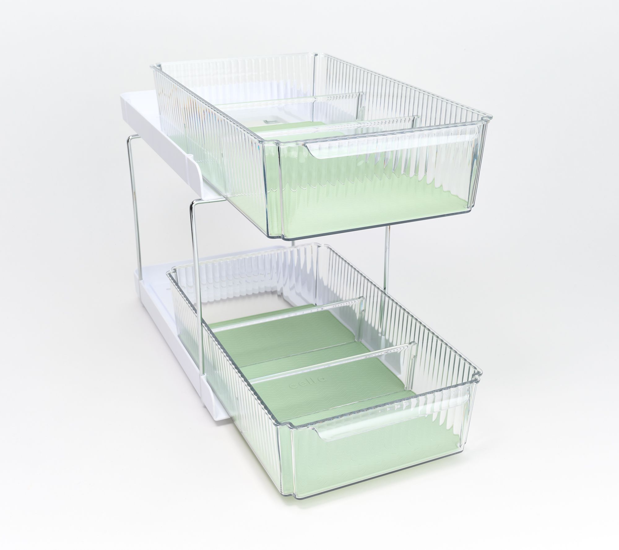 Cella Two-Tiered Clear Divided Organizer w/ Liners - QVC.com
