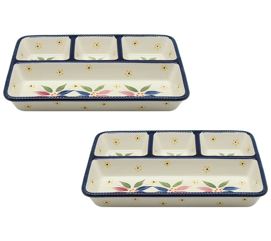 "As Is" Temp-tations Old World Set of 2 Stoneware TV Dinner Trays - QVC.com