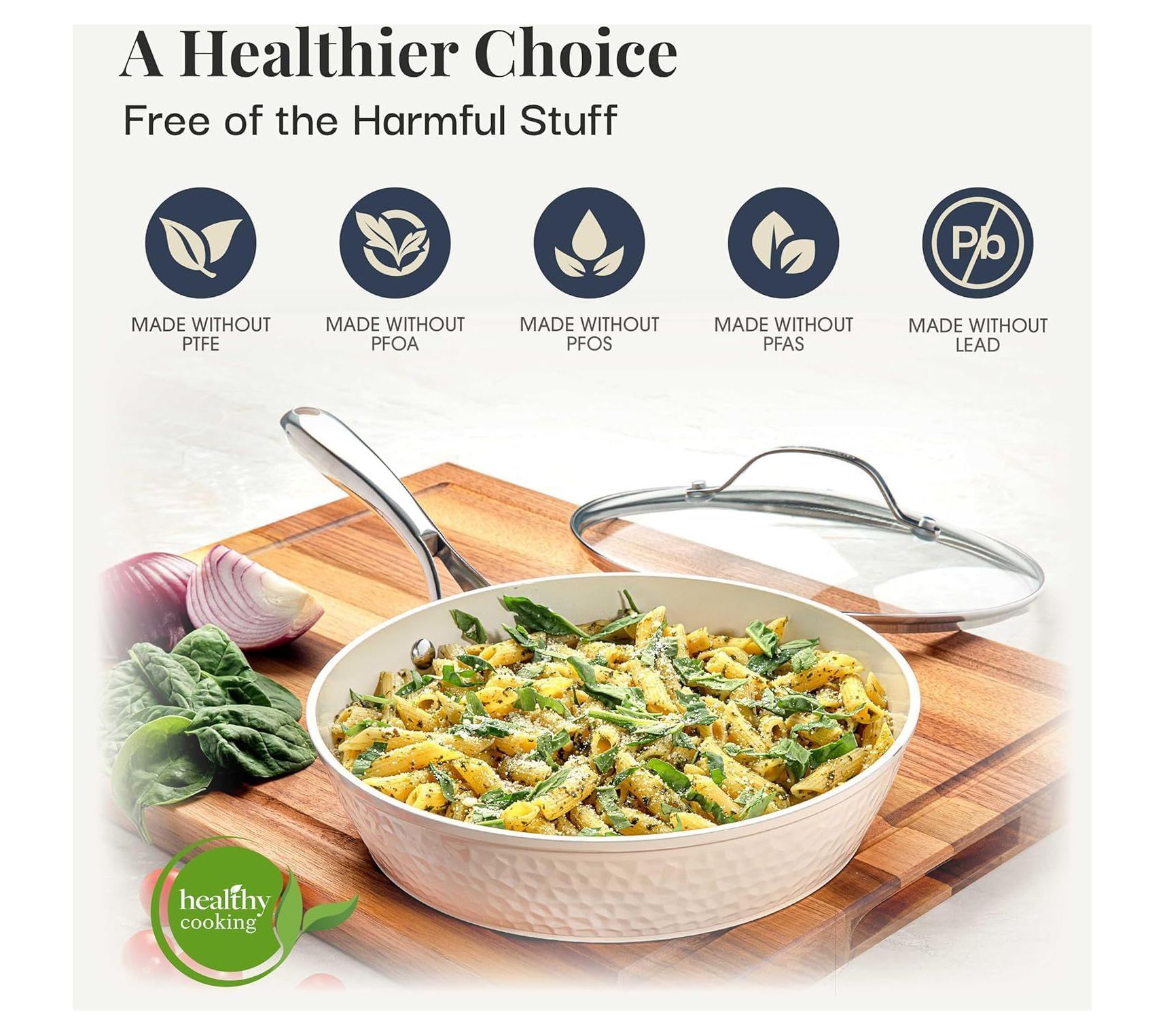 Gotham Steel Hammered Cream 10'' Ultra NonstickFry Pan w/ Lid - QVC.com