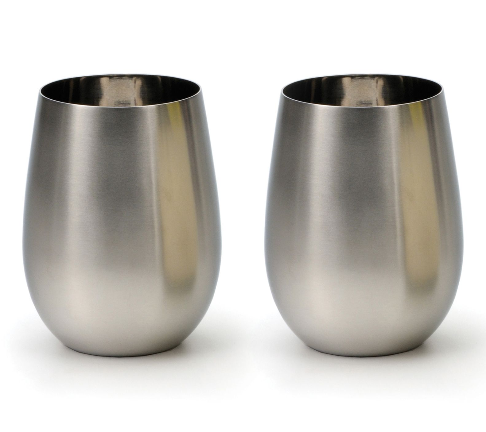 RSVP Stemless Stainless Steel Wine Glasses, 18oz Set of 2 - QVC.com