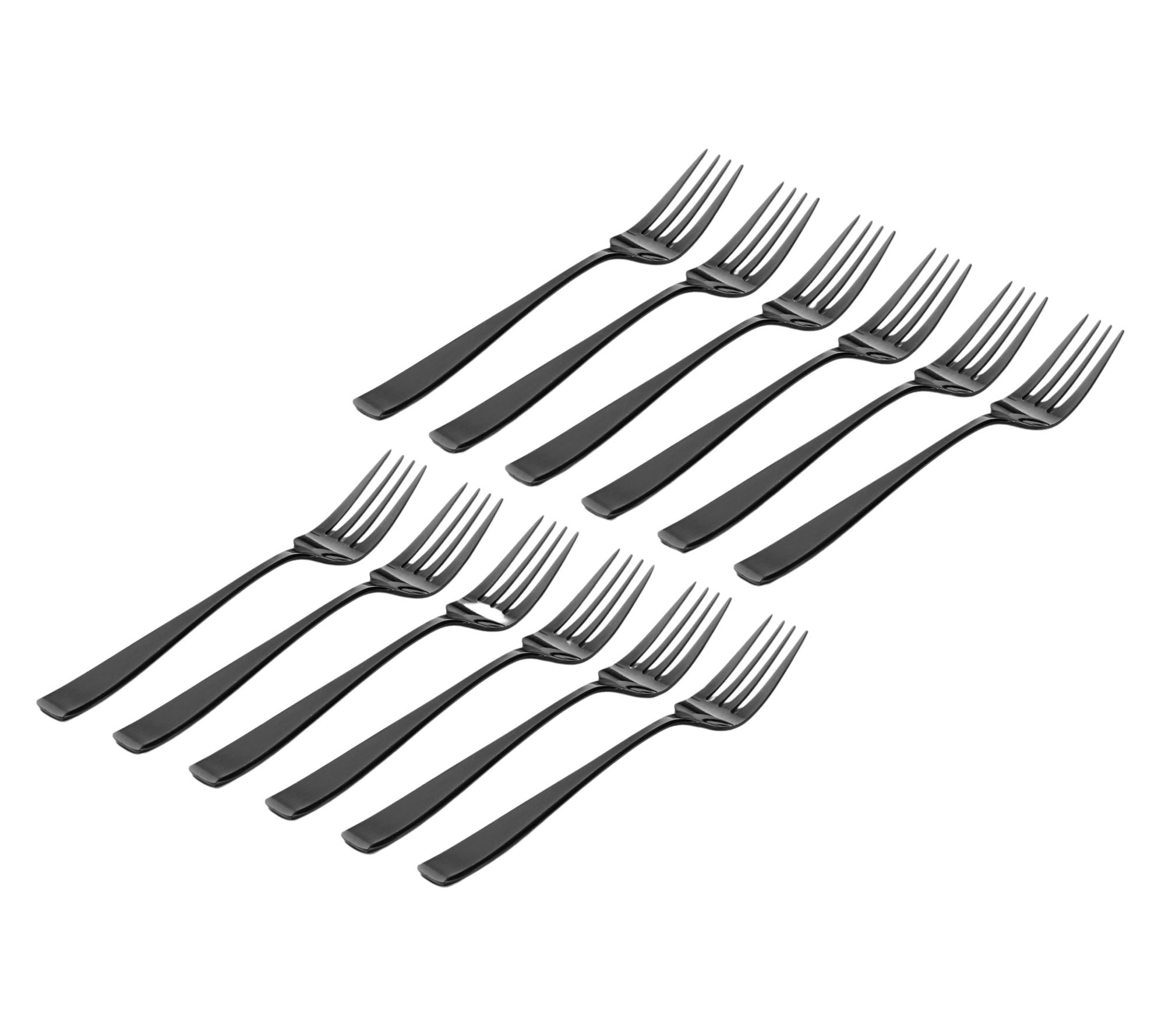 Godinger Set of 12 Chisel Matte Black 18/0 SS Dinner Forks - QVC.com