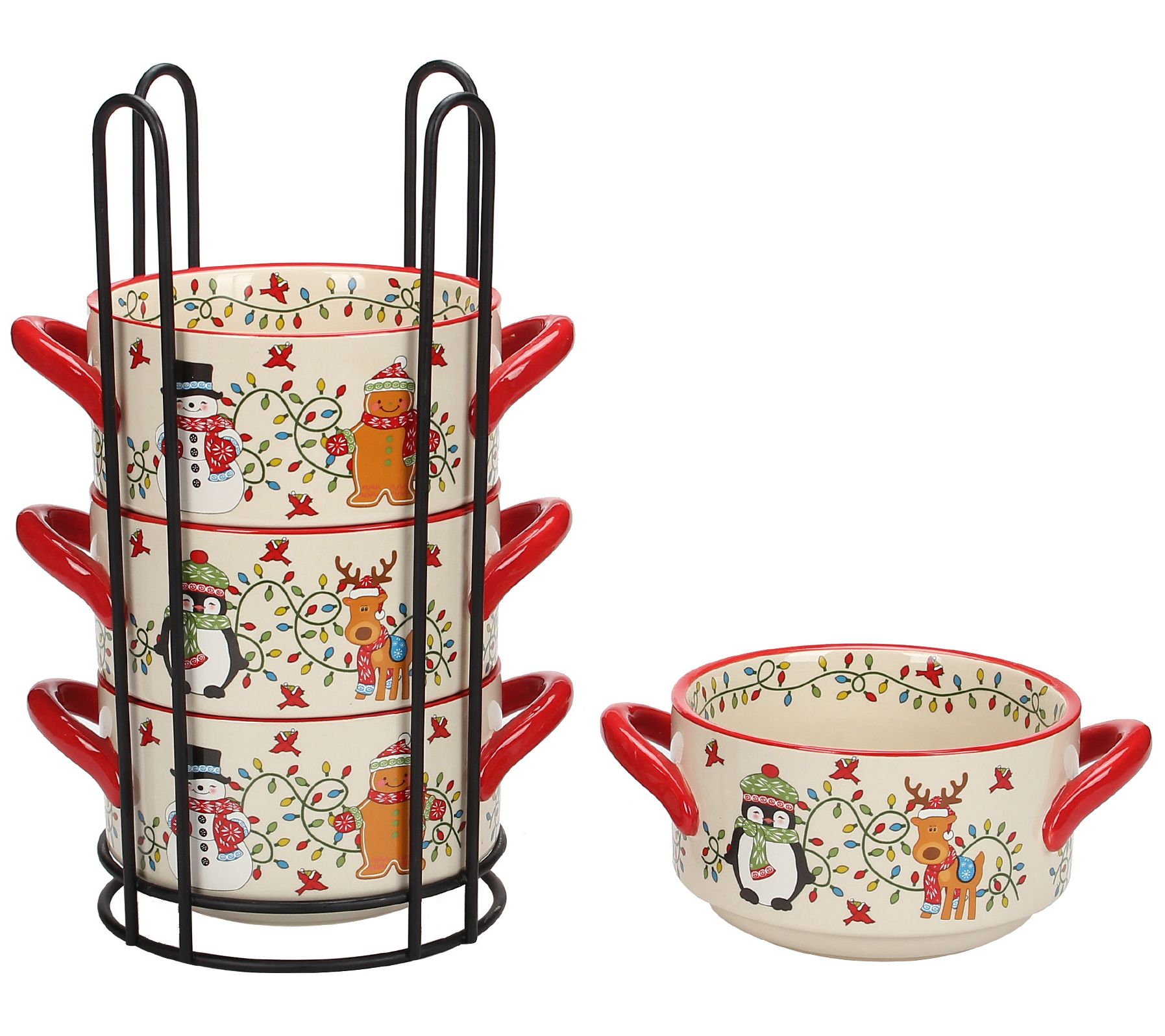 "As Is" Temp- tations Pawfetti 4-Pc Stack-a-Bowls with Wire Rack - QVC.com