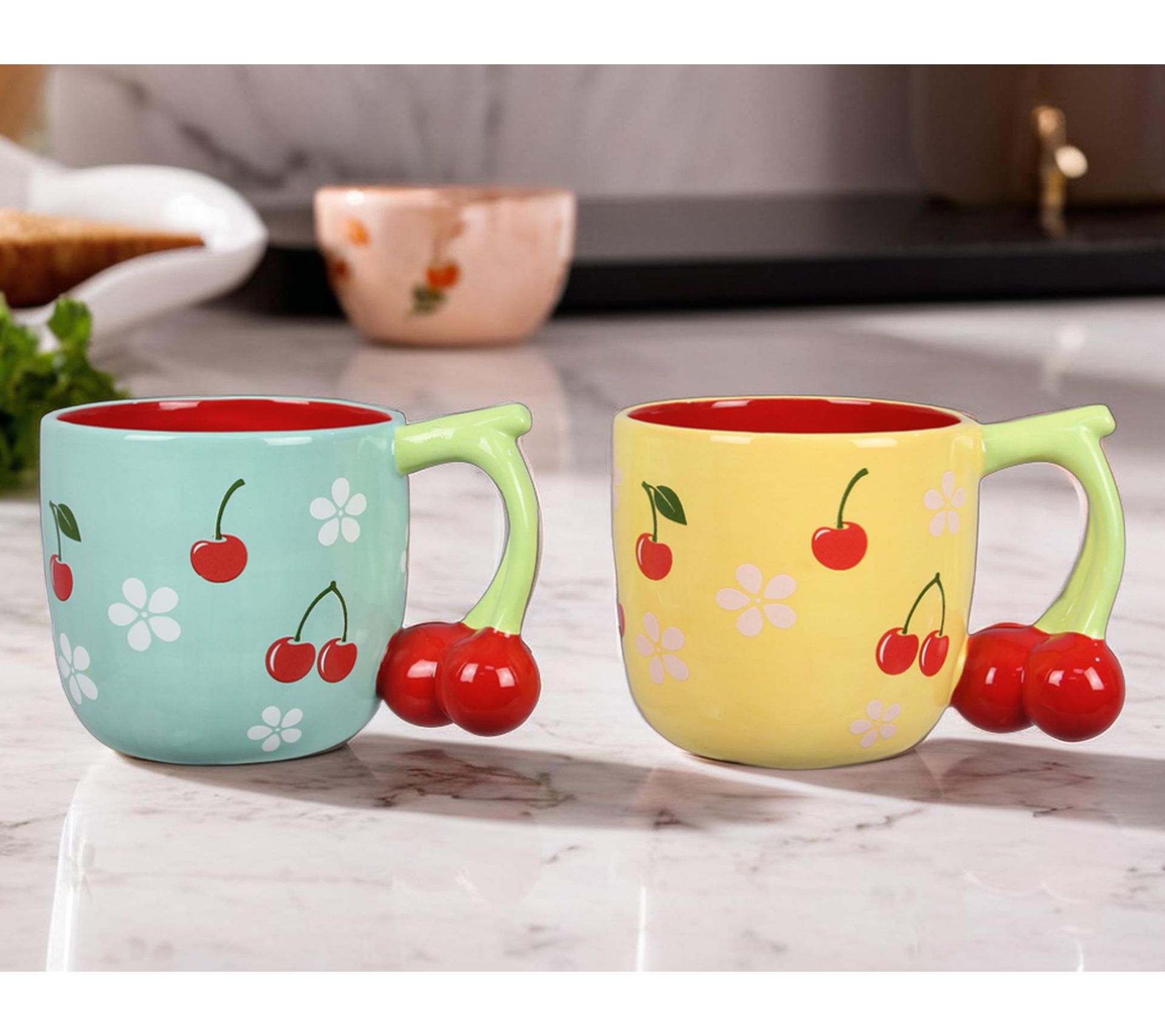 Young's Ceramic Cherry Mugs Set of 2 - QVC.com