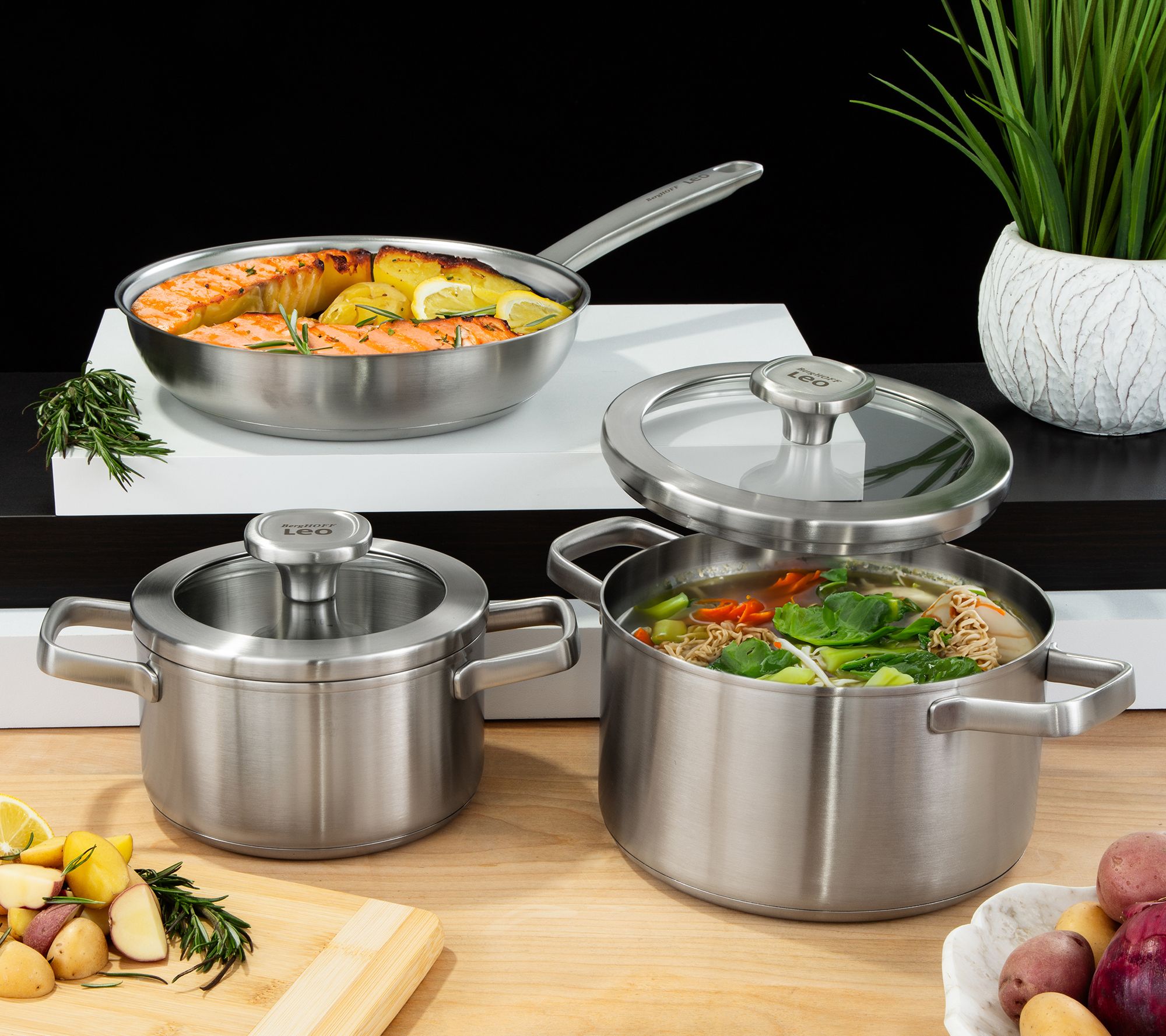 BergHOFF Graphite 5Pc 18/10 Stainless Steel Cookware Set - QVC.com