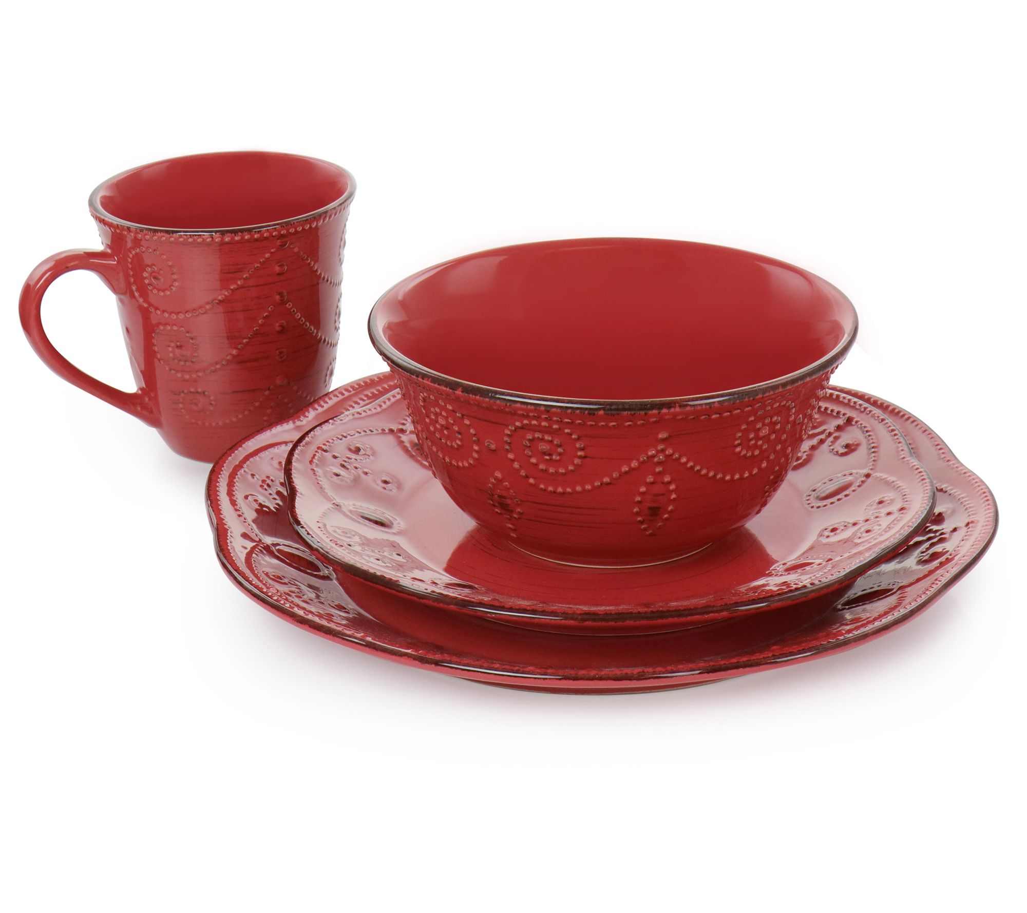 Elama Rustic Birch 16-Piece Stoneware Dinnerware Set - QVC.com