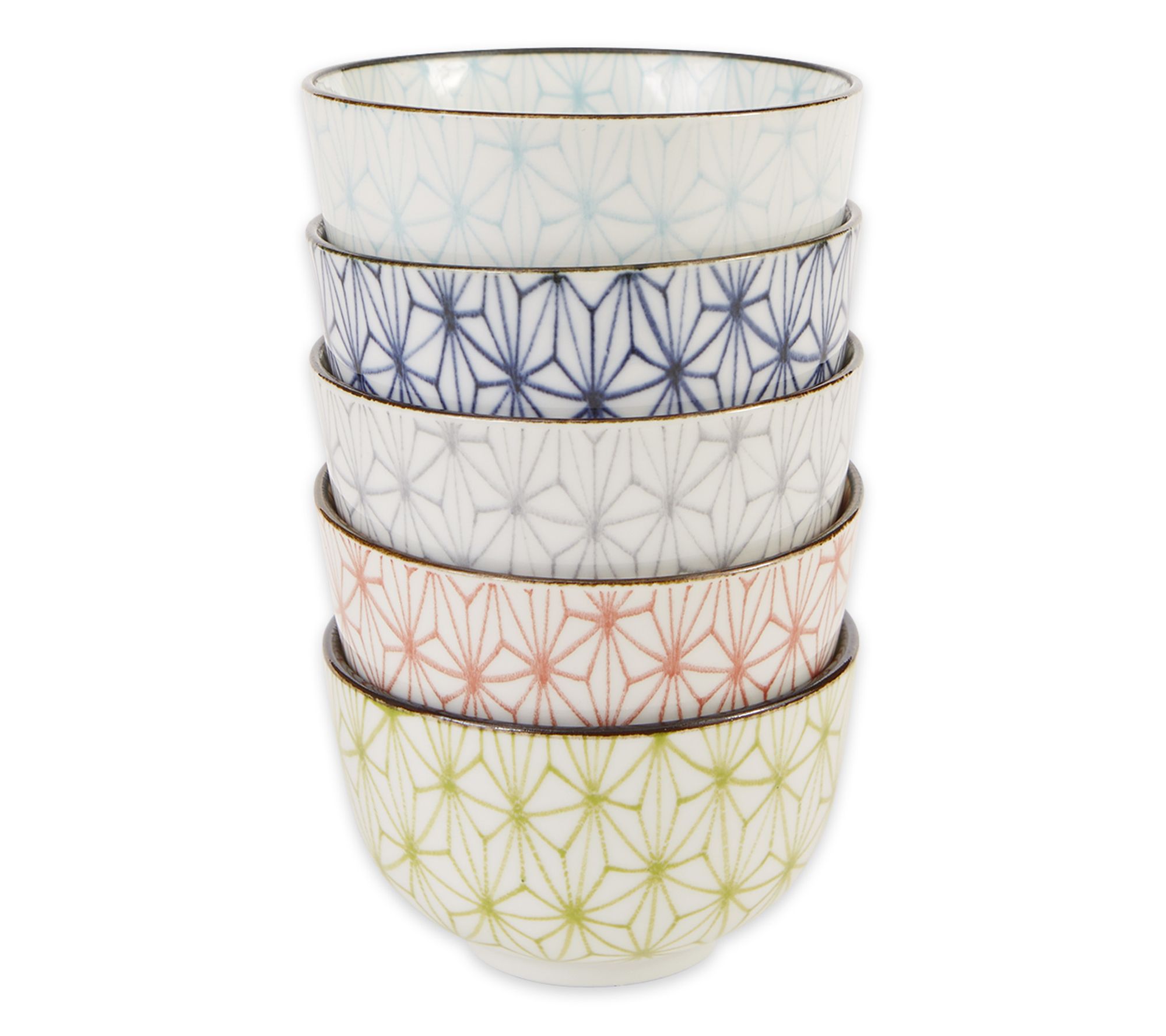 RSVP Set of 5 Japanese Porcelain Bowls Geometric 5 oz - QVC.com
