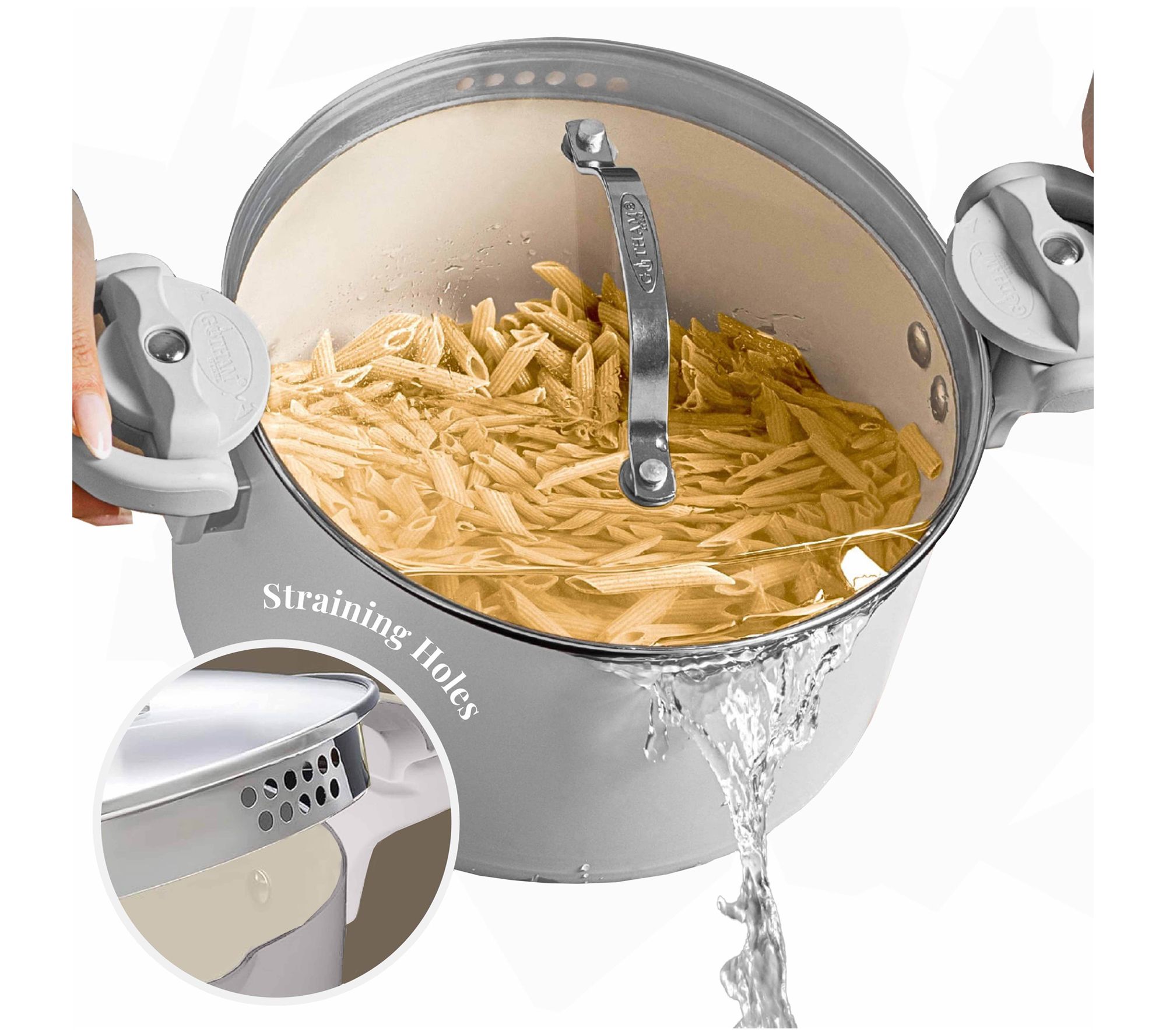 Gotham Steel Light Grey Ultra Nonstick Ceramic5-Qt Pasta Pot - QVC.com