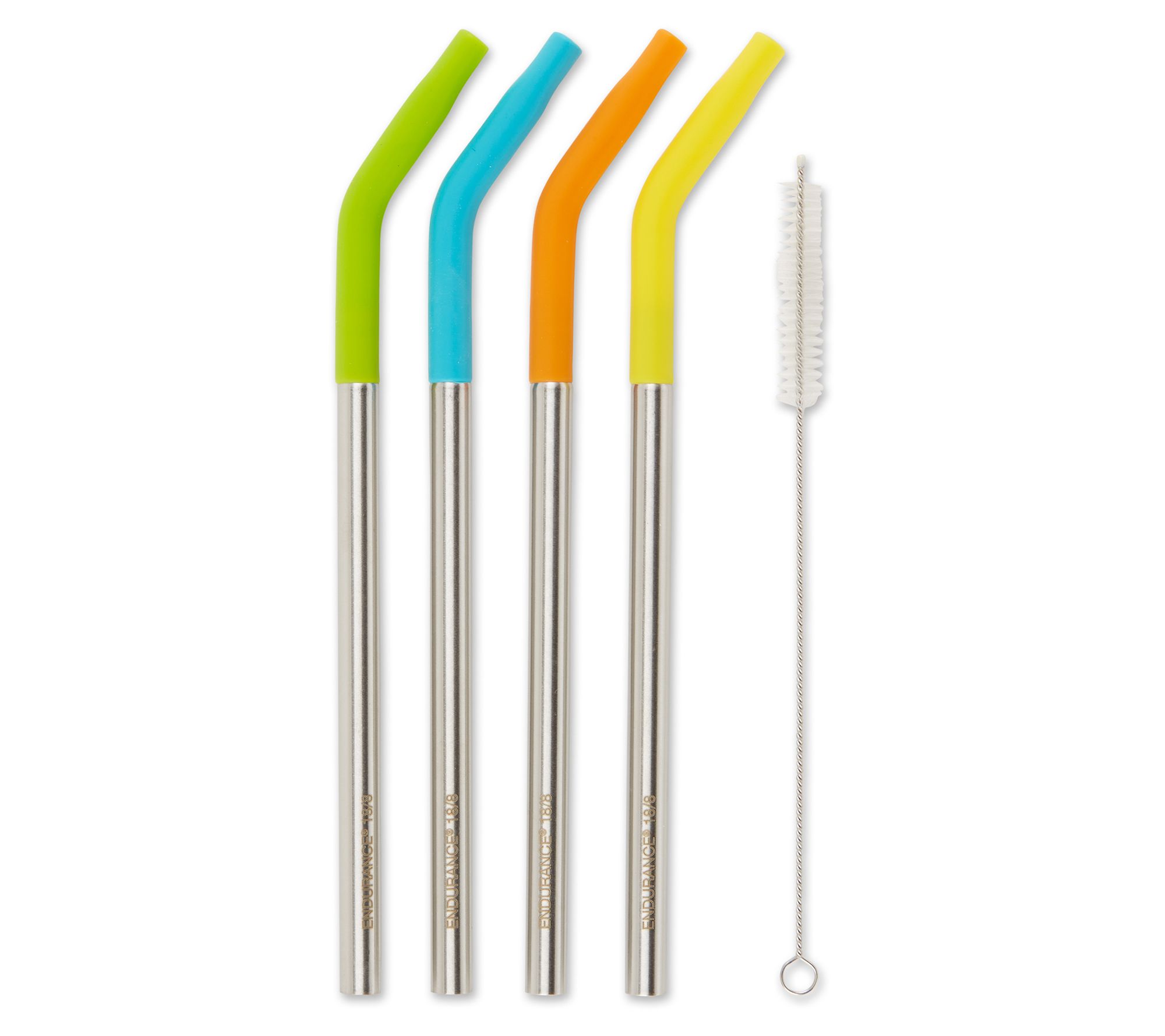 RSVP Reusable 9" Silicone Tip Stainless Steel Straw Set - QVC.com