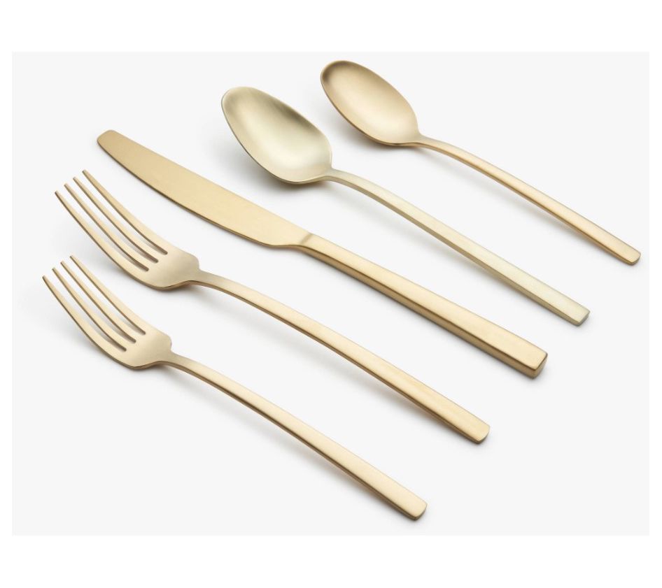 Cambridge Beacon Gold Satin 45-Piece Flatware Set - QVC.com