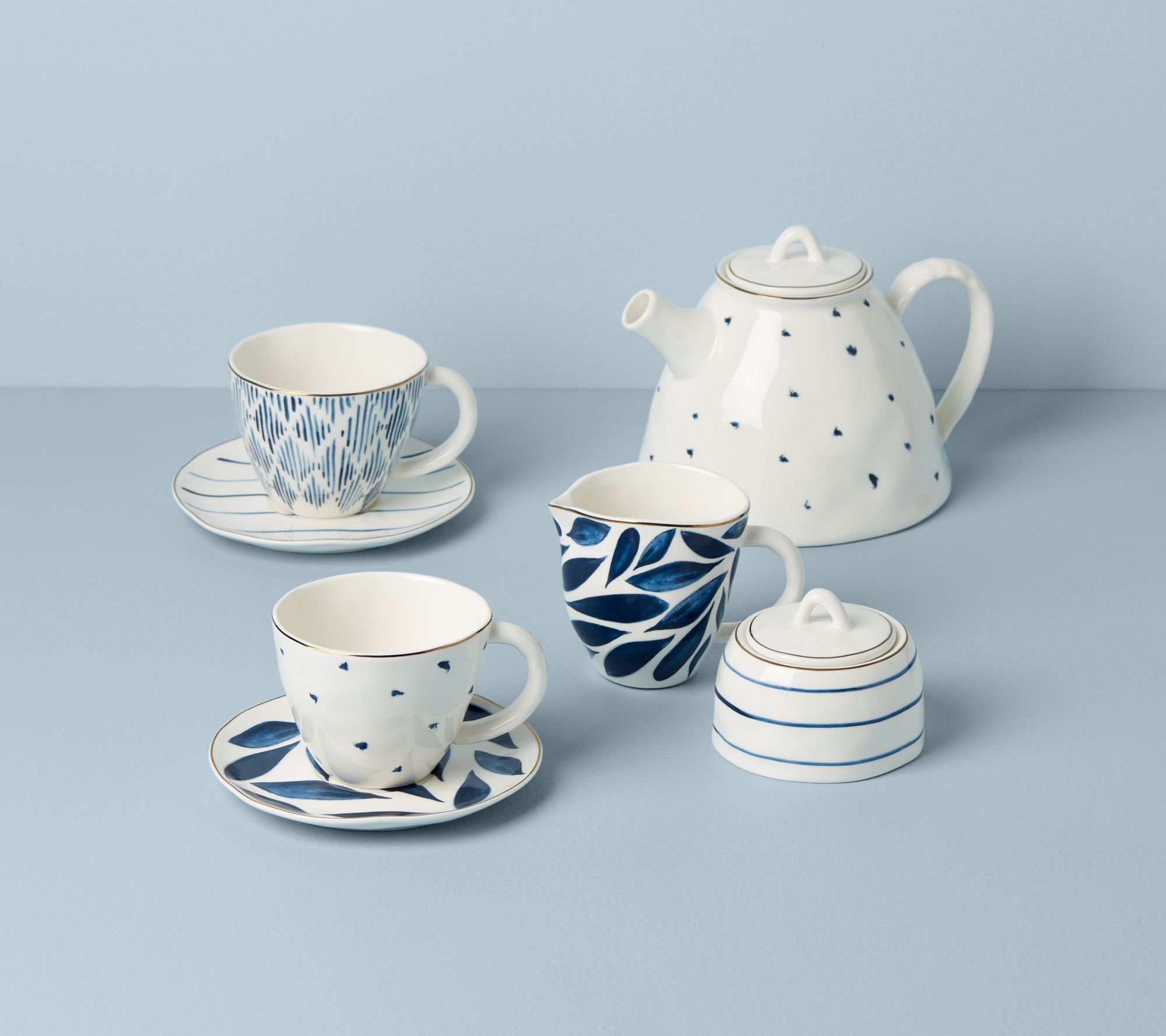 Lenox Blue Bay 9-Piece Tea Set - QVC.com