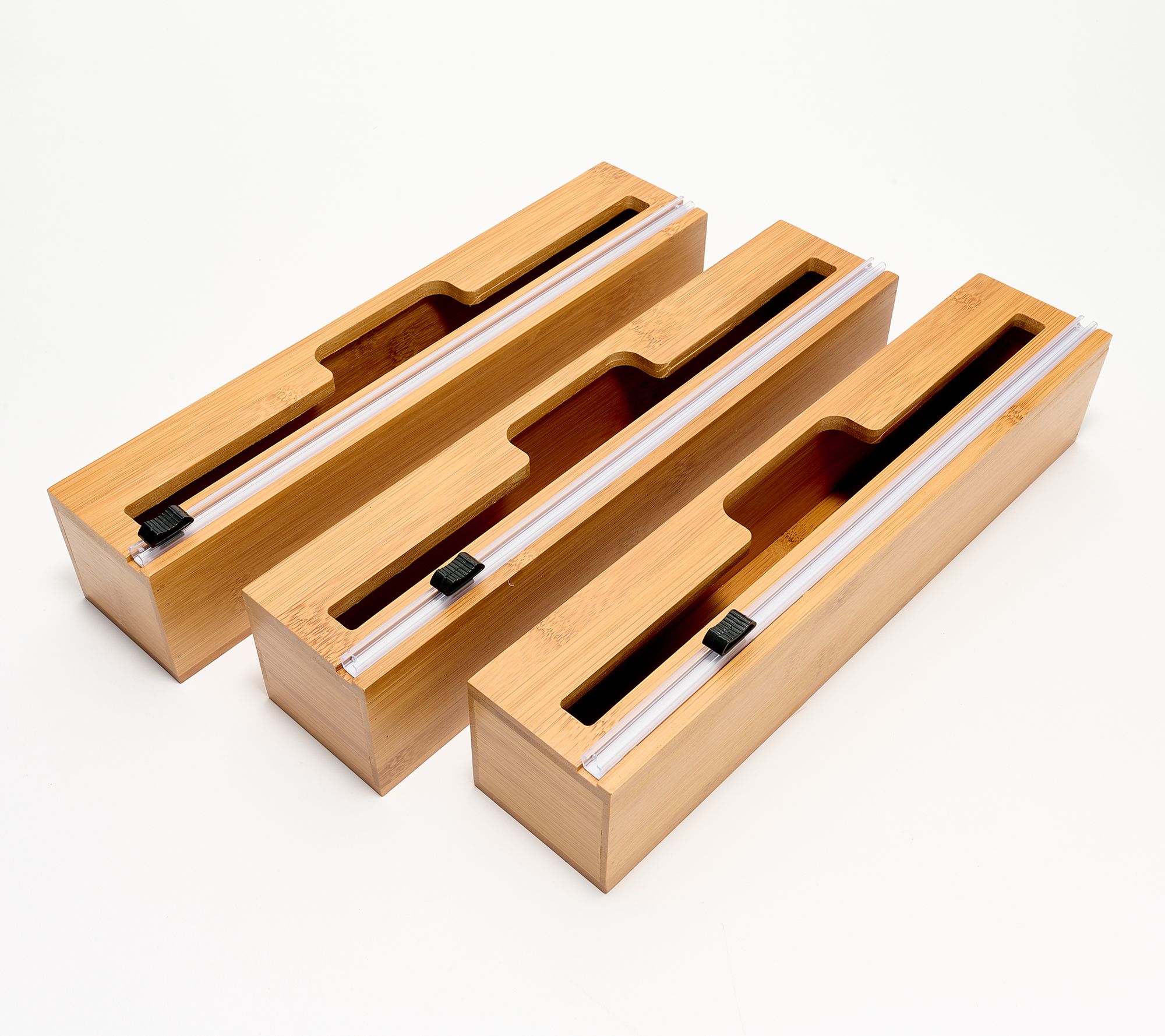 "As Is" Cella 3-Pc Bamboo Foil & Plastic Wrap Organizers w/ Cutters ...