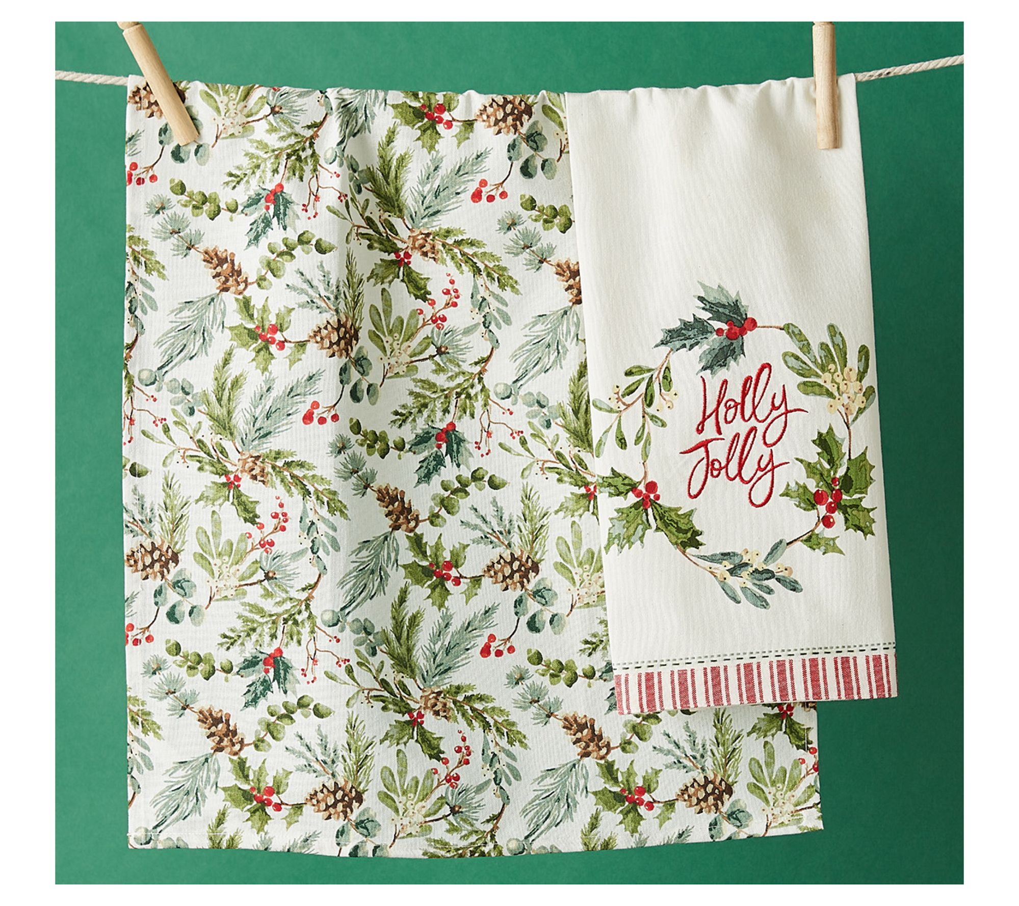 Design Imports Set of 2 Holly Jolly Kitchen Towels - QVC.com