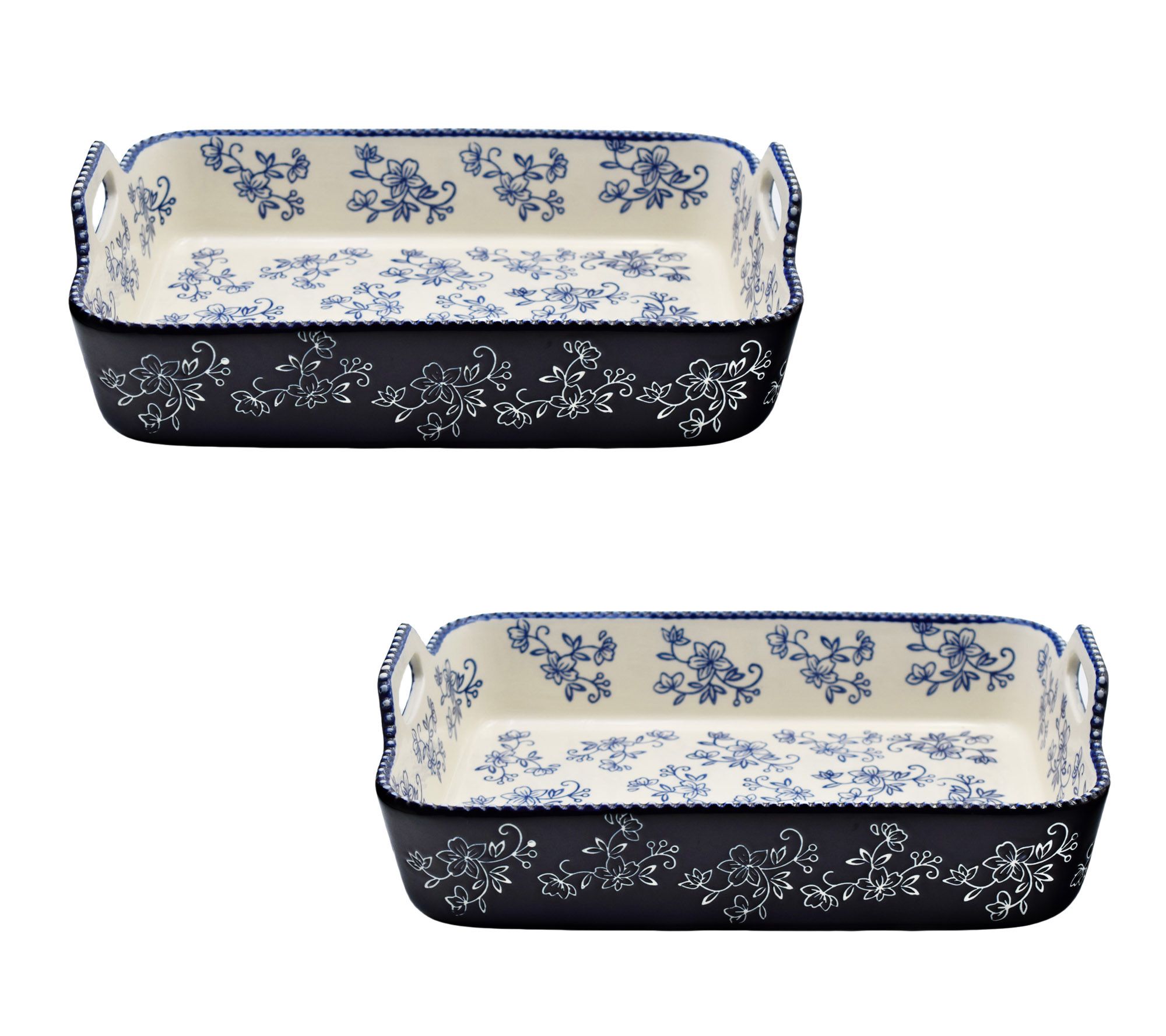 "As Is" Temp-tations Floral Lace Set of (2) 9" x 13" Baker w/ Handle ...
