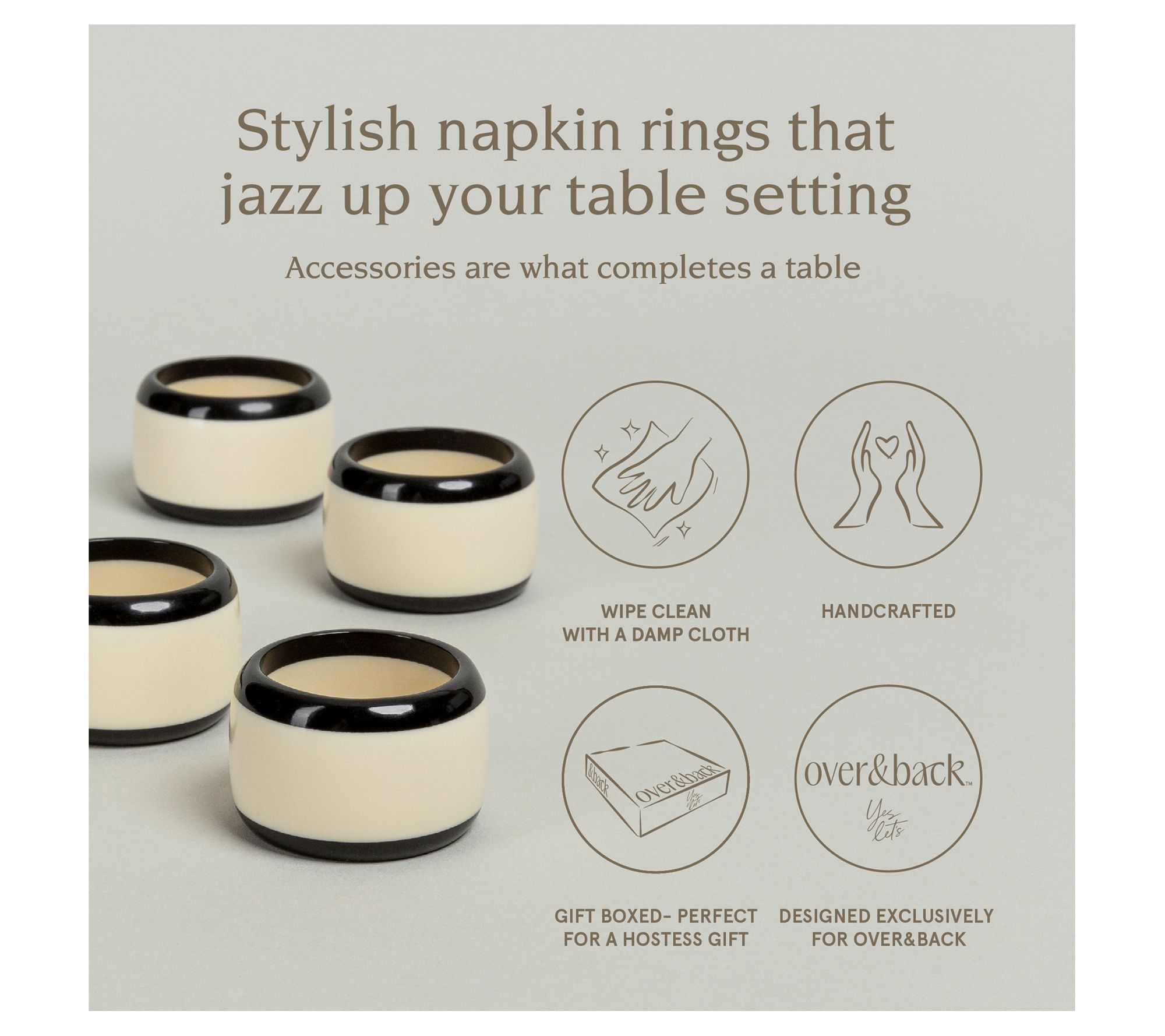 over&back Resin Napkin Rings Set of 4 - QVC.com