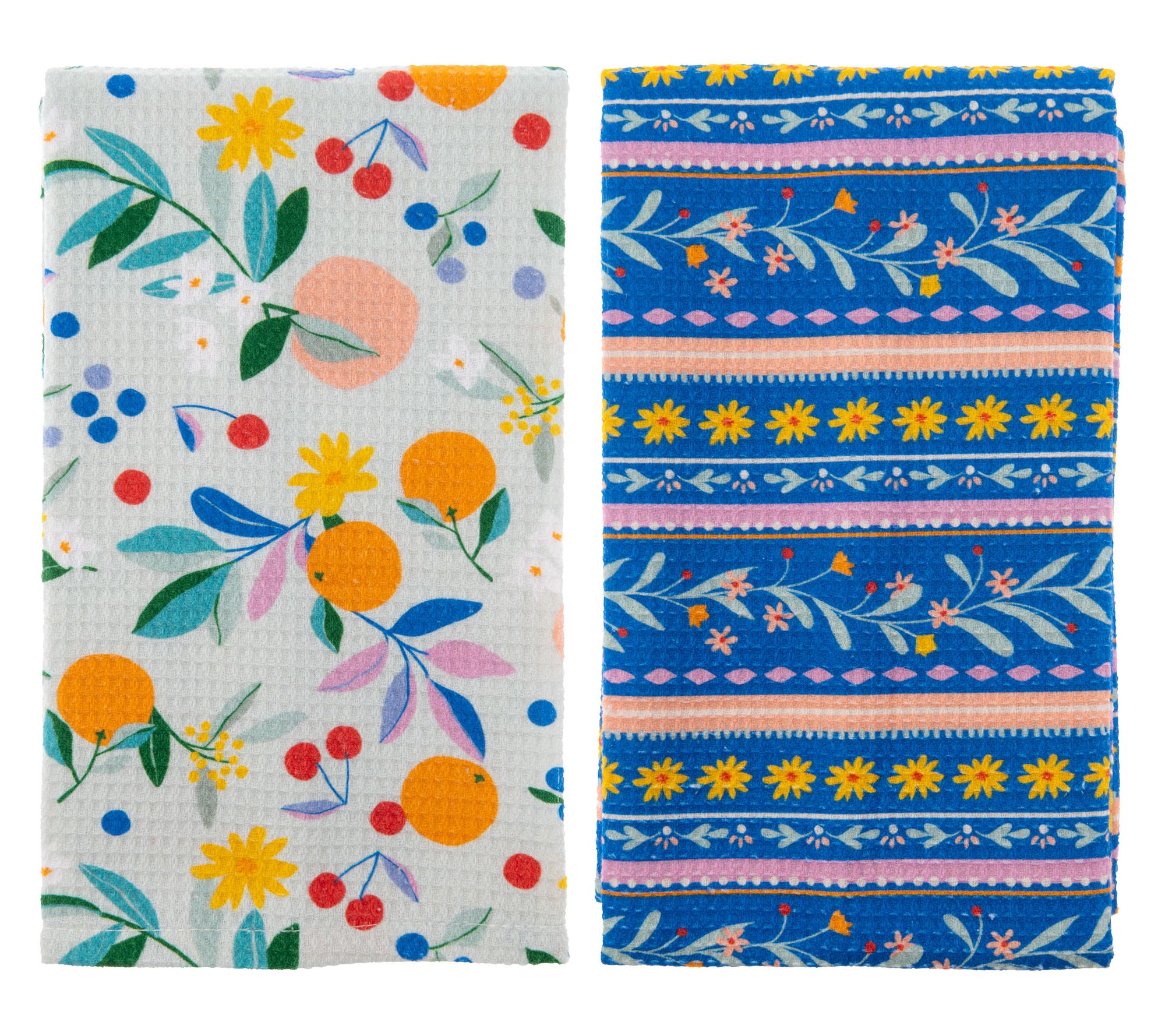 Karma Set of 2 Waffle Weave Tea Towels - QVC.com