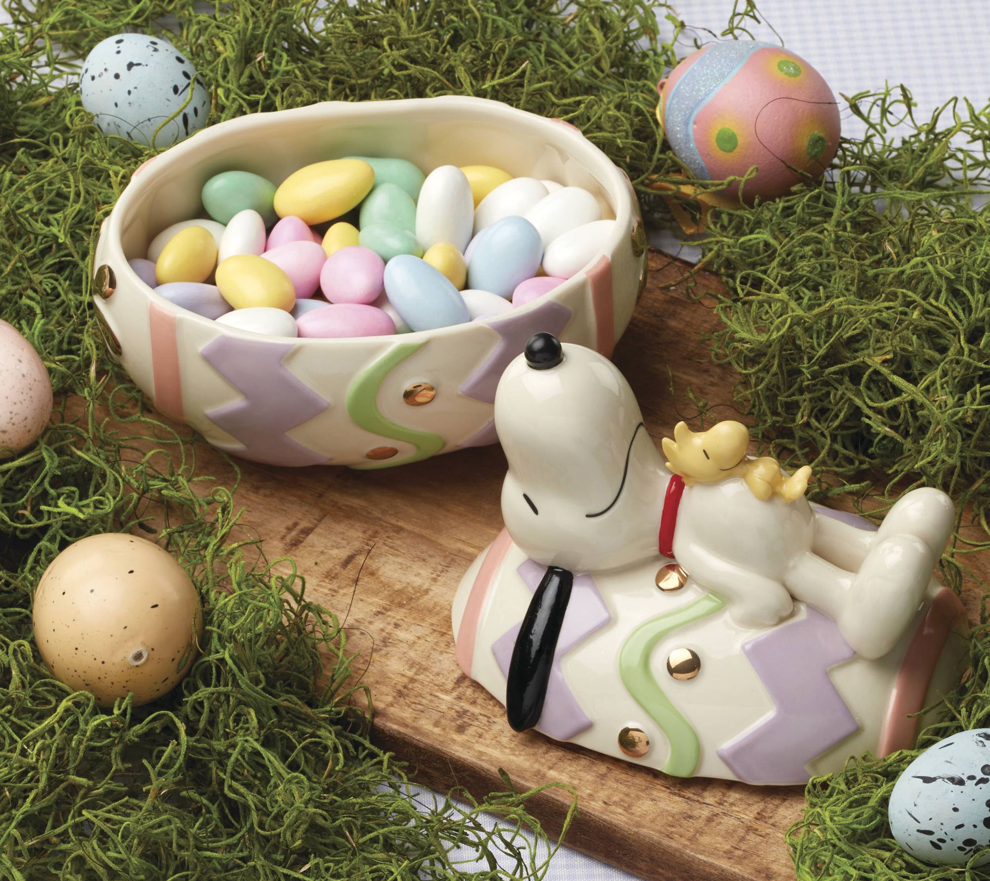 Lenox Peanuts Easter Snoopy Covered Candy Dish - QVC.com