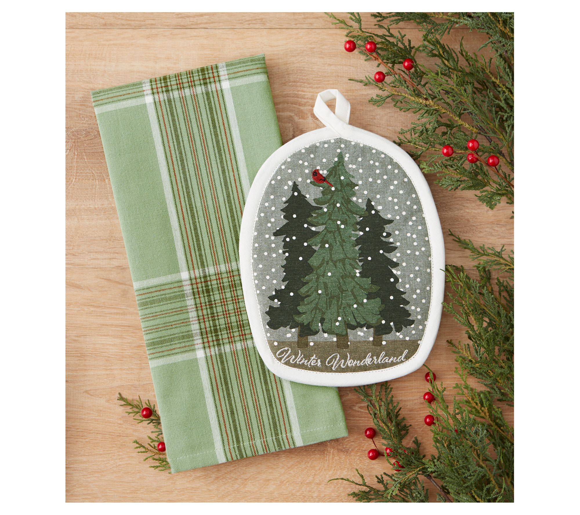 Design Imports Winter Snowglobe Potholder GiftSet - QVC.com