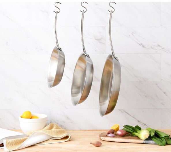 American Kitchen Stainless Steel Skillet, ThreePiece Set - QVC.com
