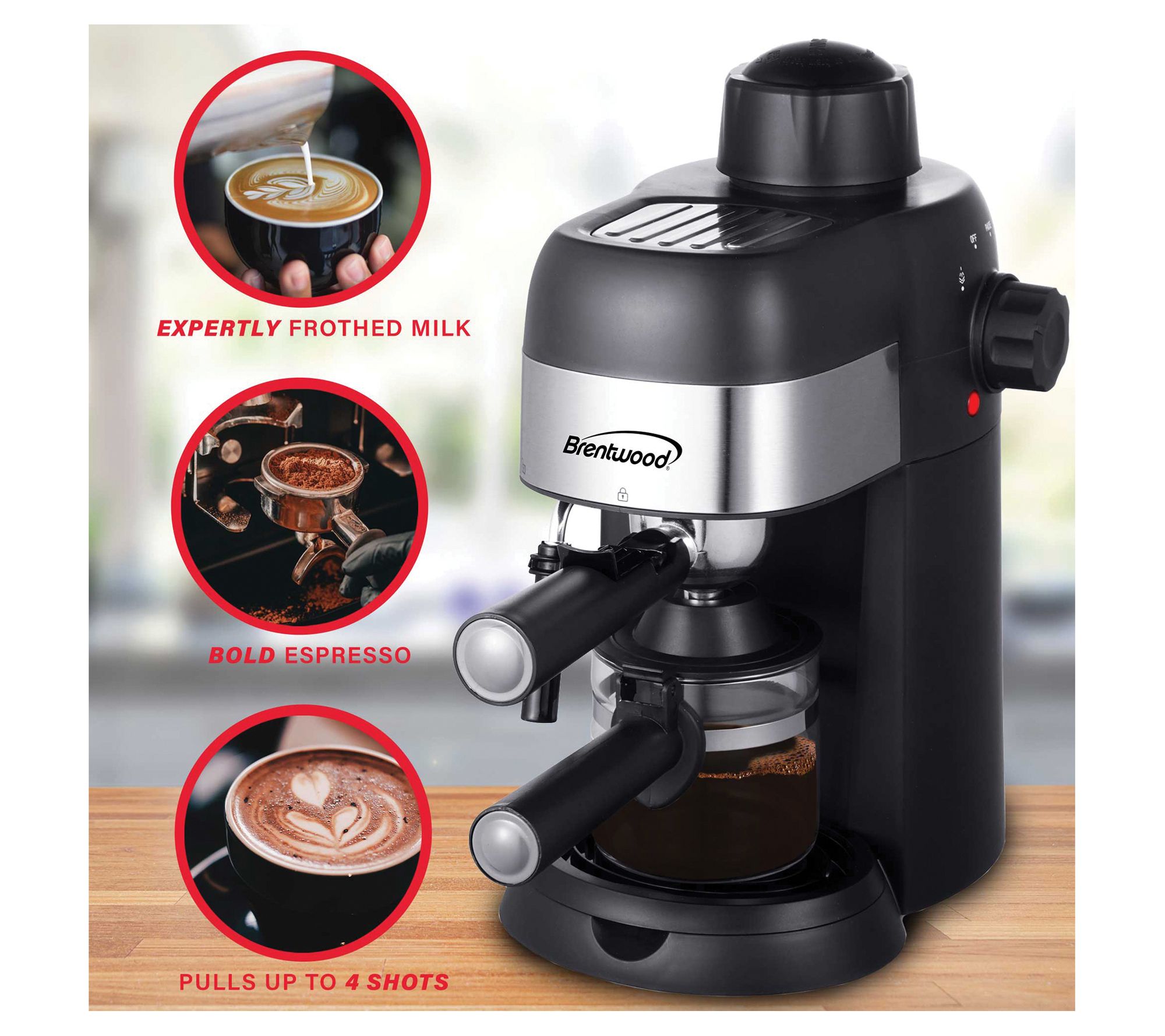 Brentwood 4-Cup Espresso & Cappuccino Maker Machine - QVC.com