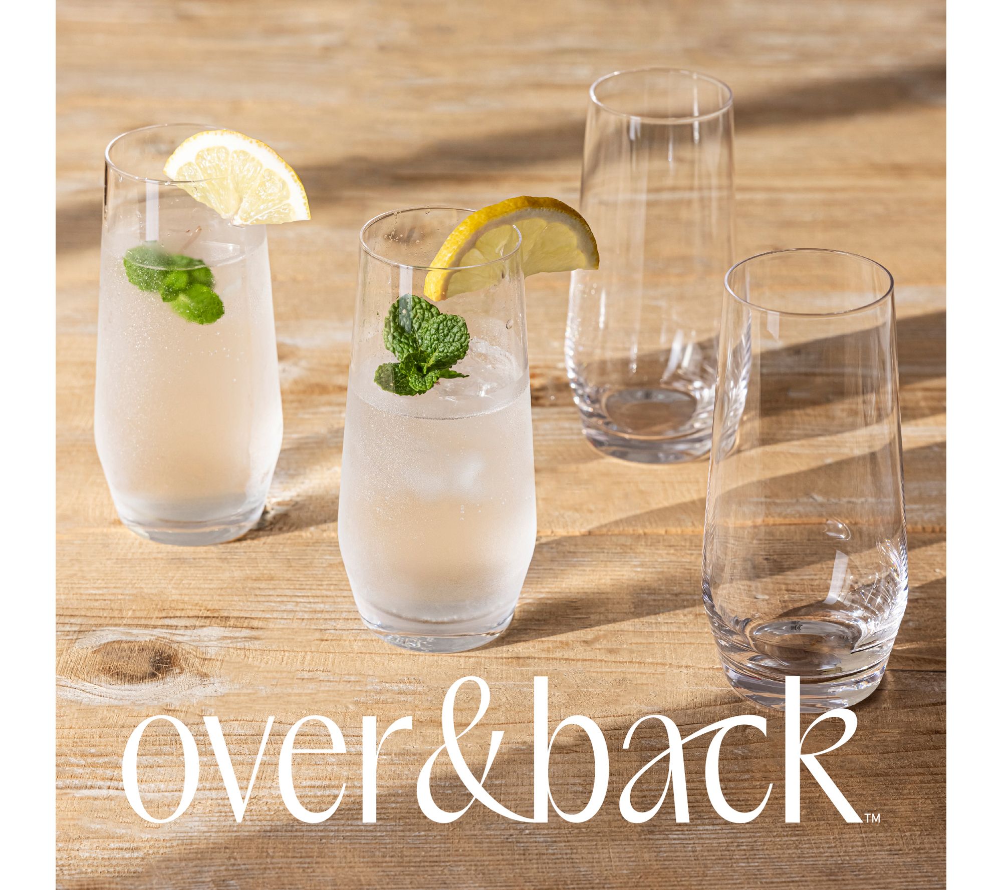 over&back Stemless Mouth-Blown Glassware Set of4 - QVC.com