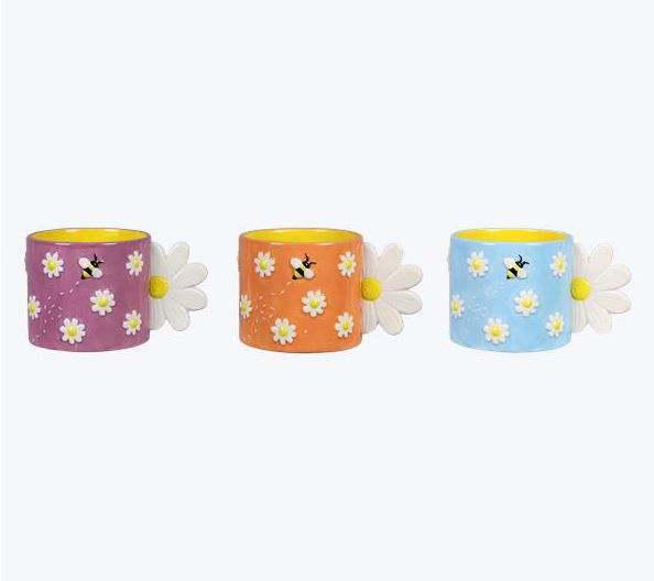 Young's Set of 3 Ceramic Flower Pattern PlanterMugs - QVC.com