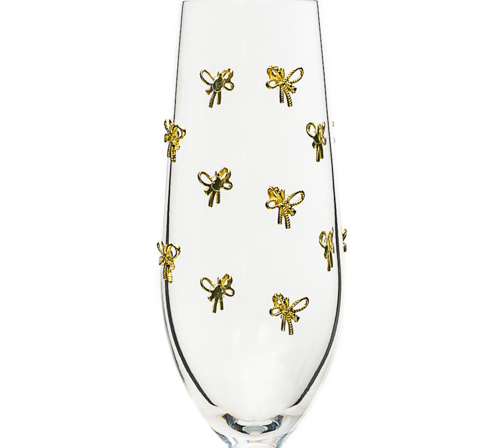 10 Strawberry Street Set of 4 Gold Bow Champagne Flutes - QVC.com