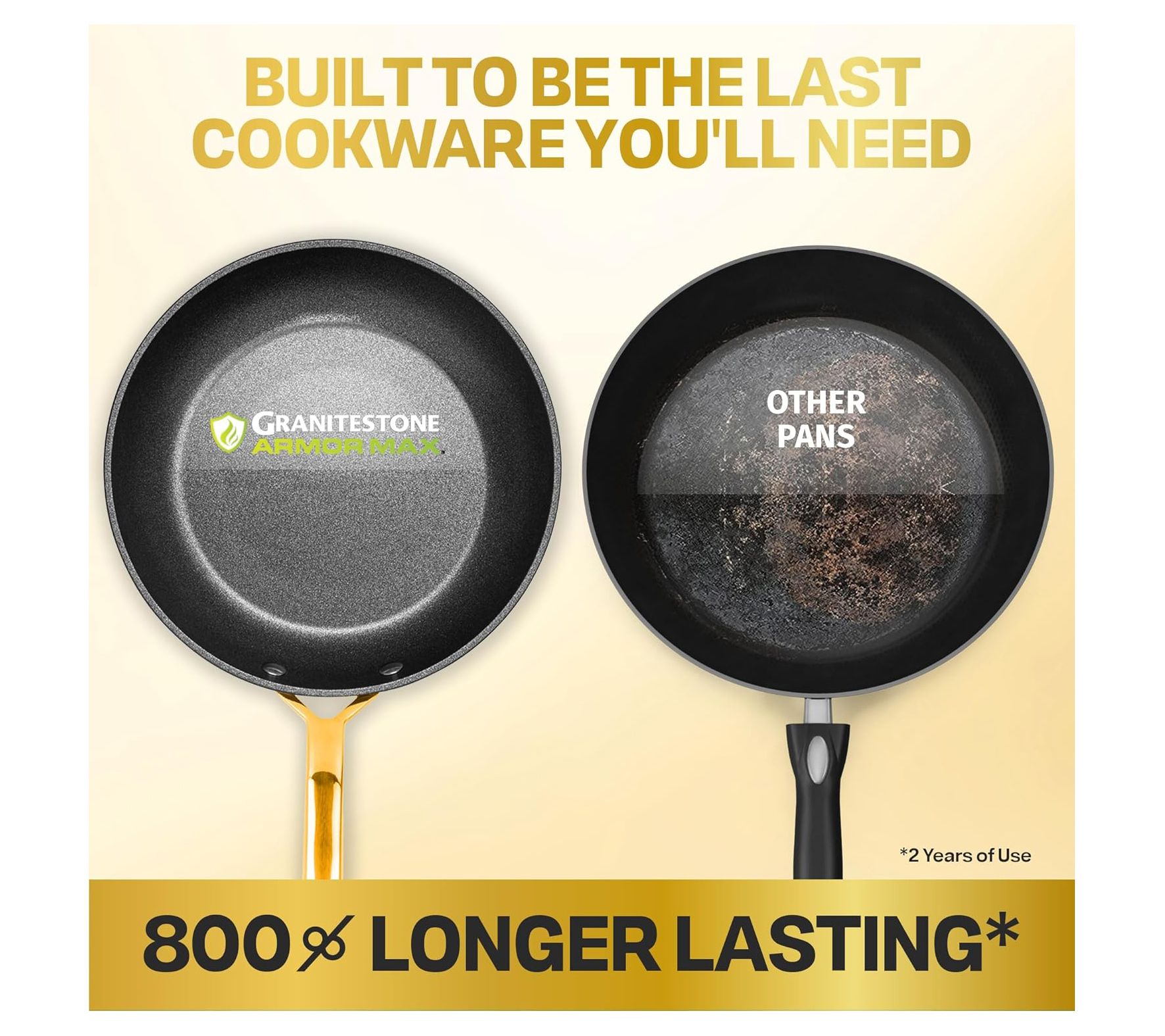 Granitestone Armor Max Gold 12' Hard Anodized Nnstick Fry Pan - QVC.com