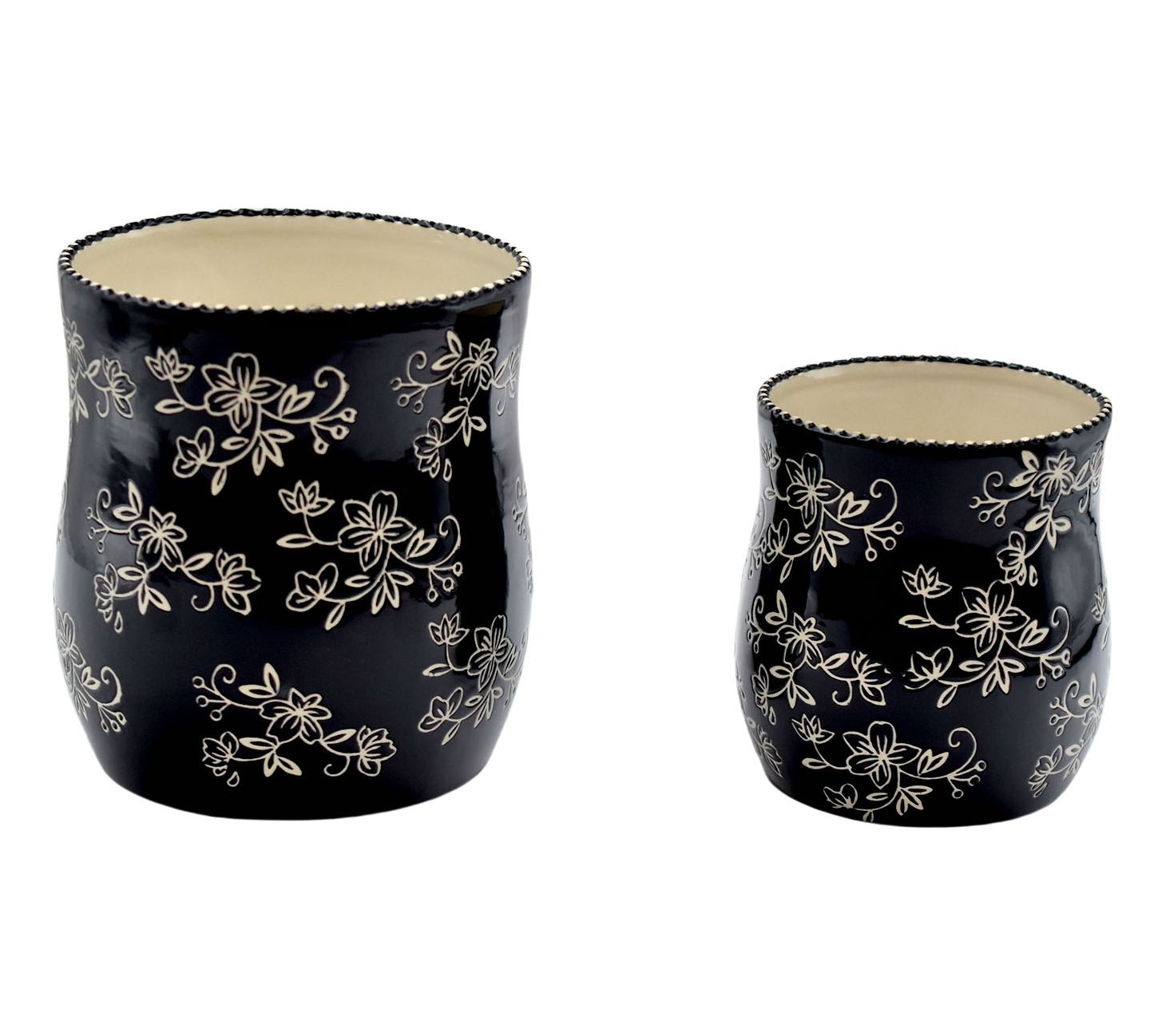 "As Is" Temp-tations Floral Lace Set of (2) 1-qt and 2-qt Crocks - QVC.com