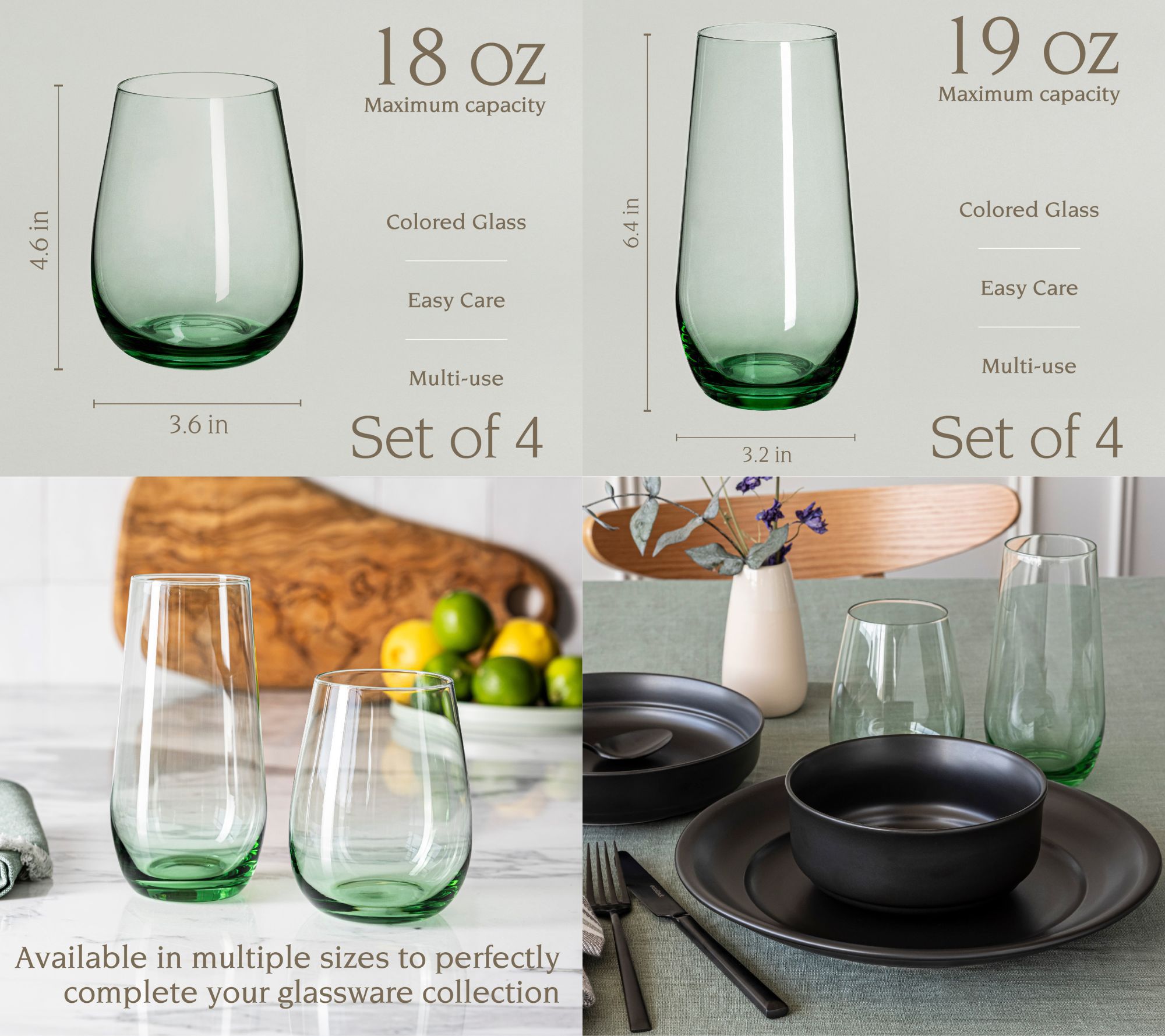 over&back Stemless Mouth-Blown Colored Glassware Set of 4 - QVC.com