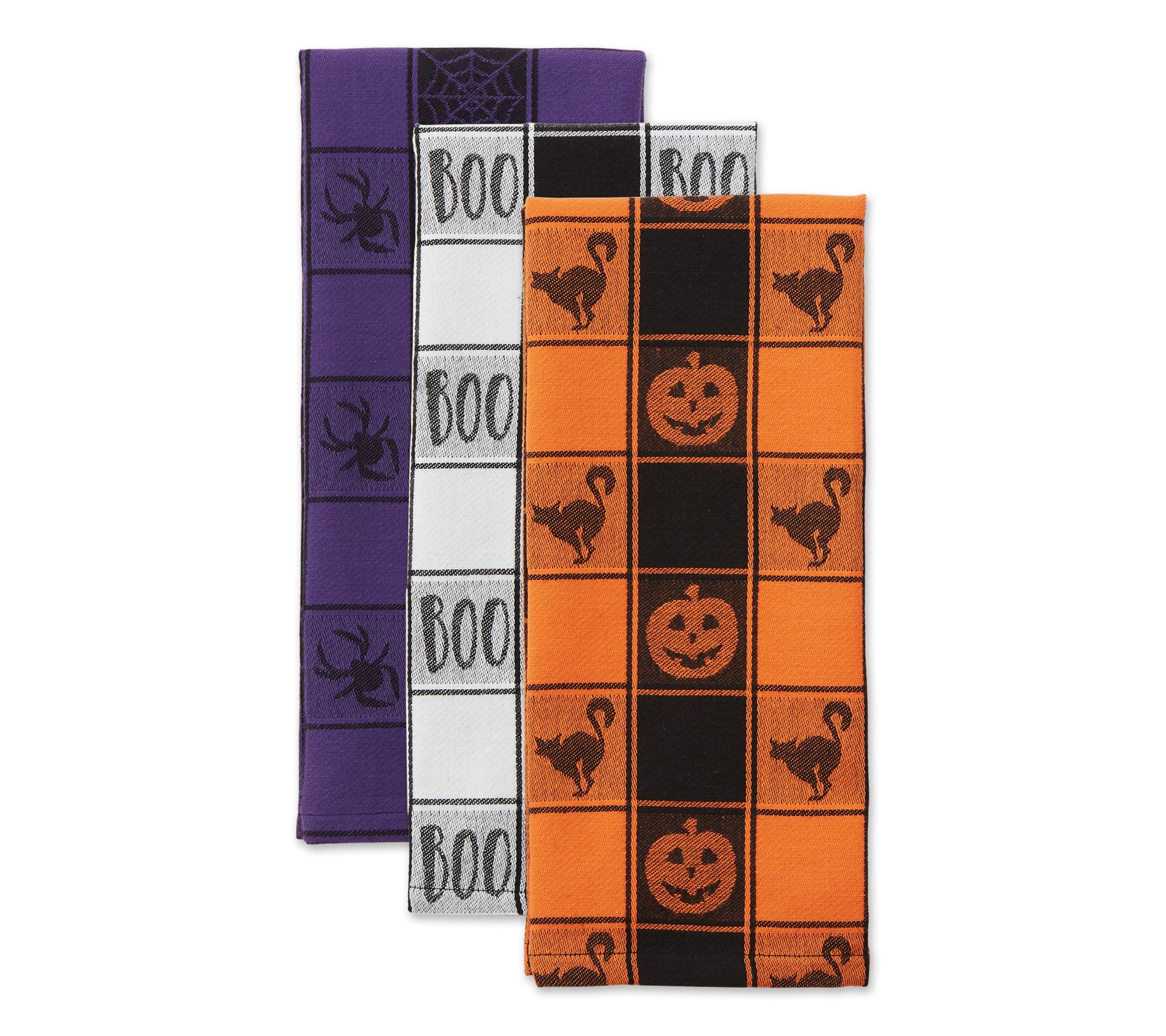 Design Imports Halloween Checkered Jacquard Kitchen Towel Set - QVC.com