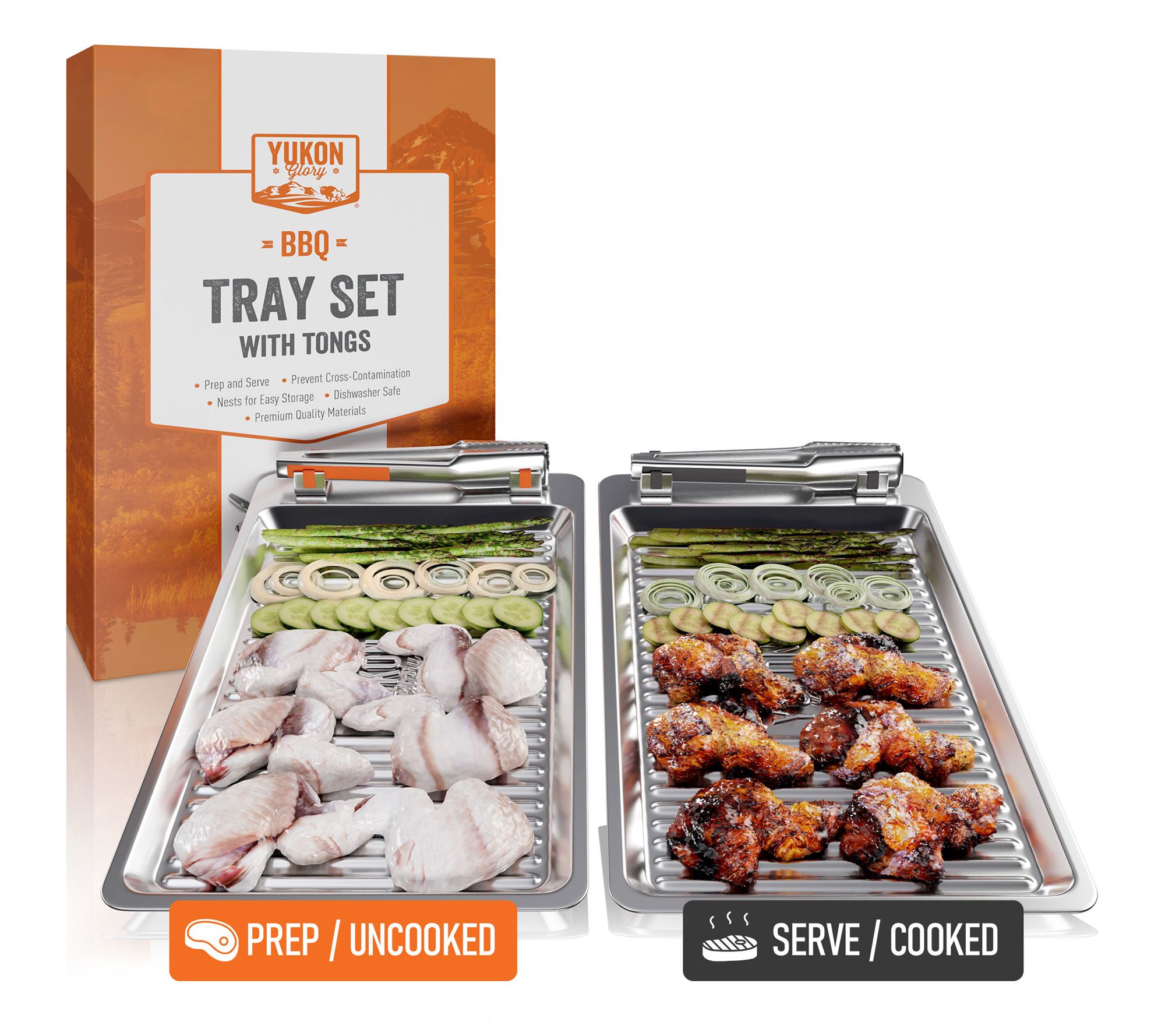 Yukon Glory Prep and Serve Trays with Tongs - QVC.com