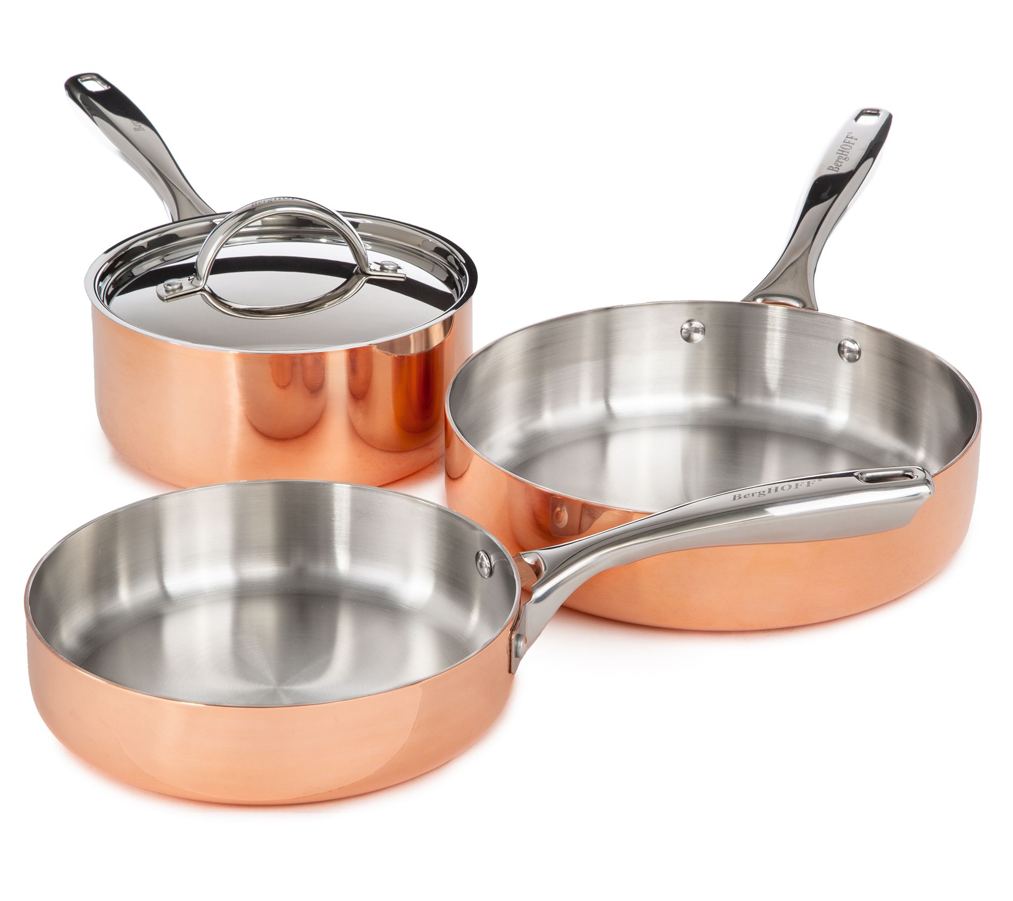 BergHOFF Vintage 4pc Tri-Ply Copper Cookware Set with Lids - QVC.com