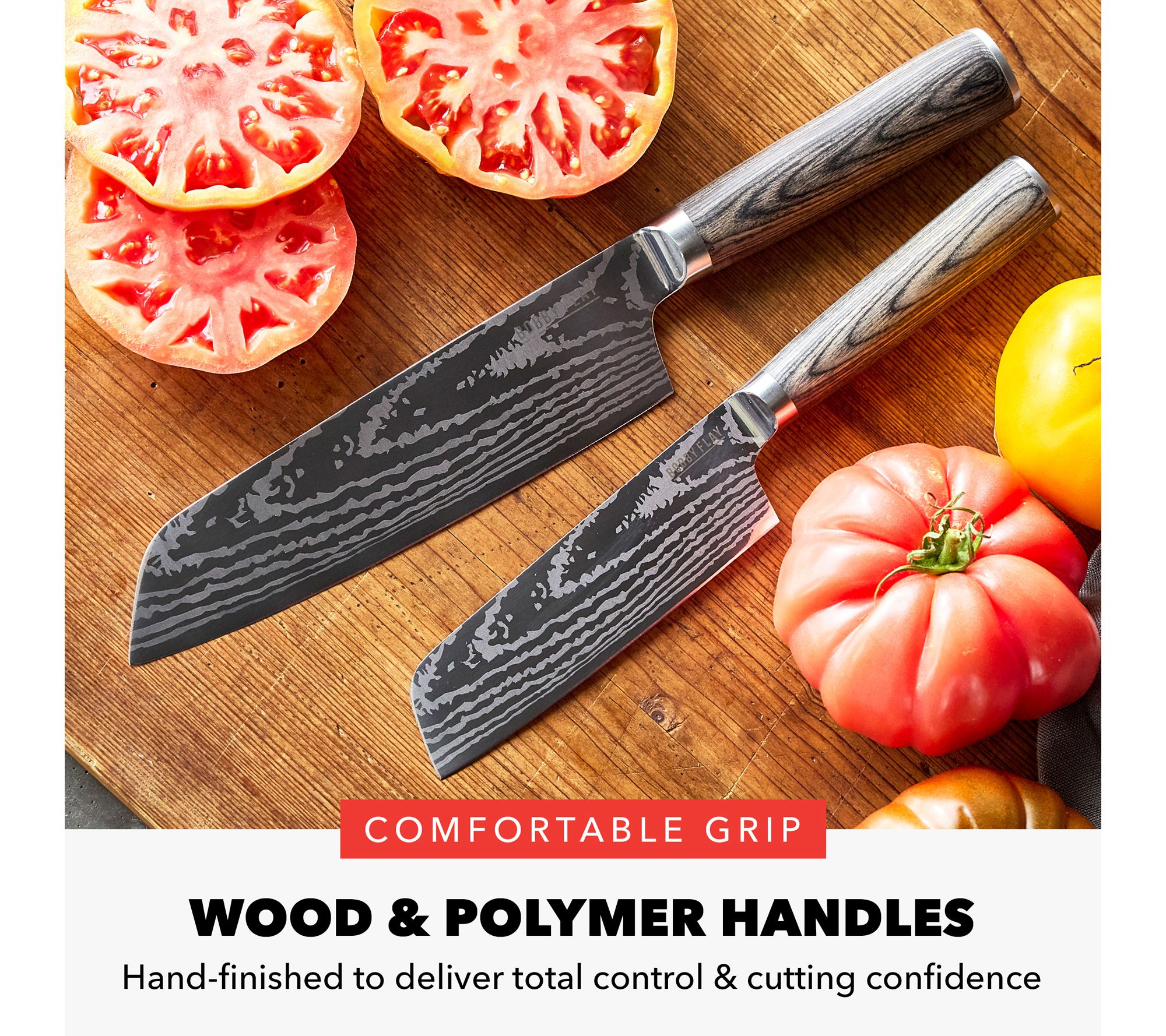 Bobby Flay by GreenPan Stainless Steel 4 PC Santoku Knife Set - QVC.com