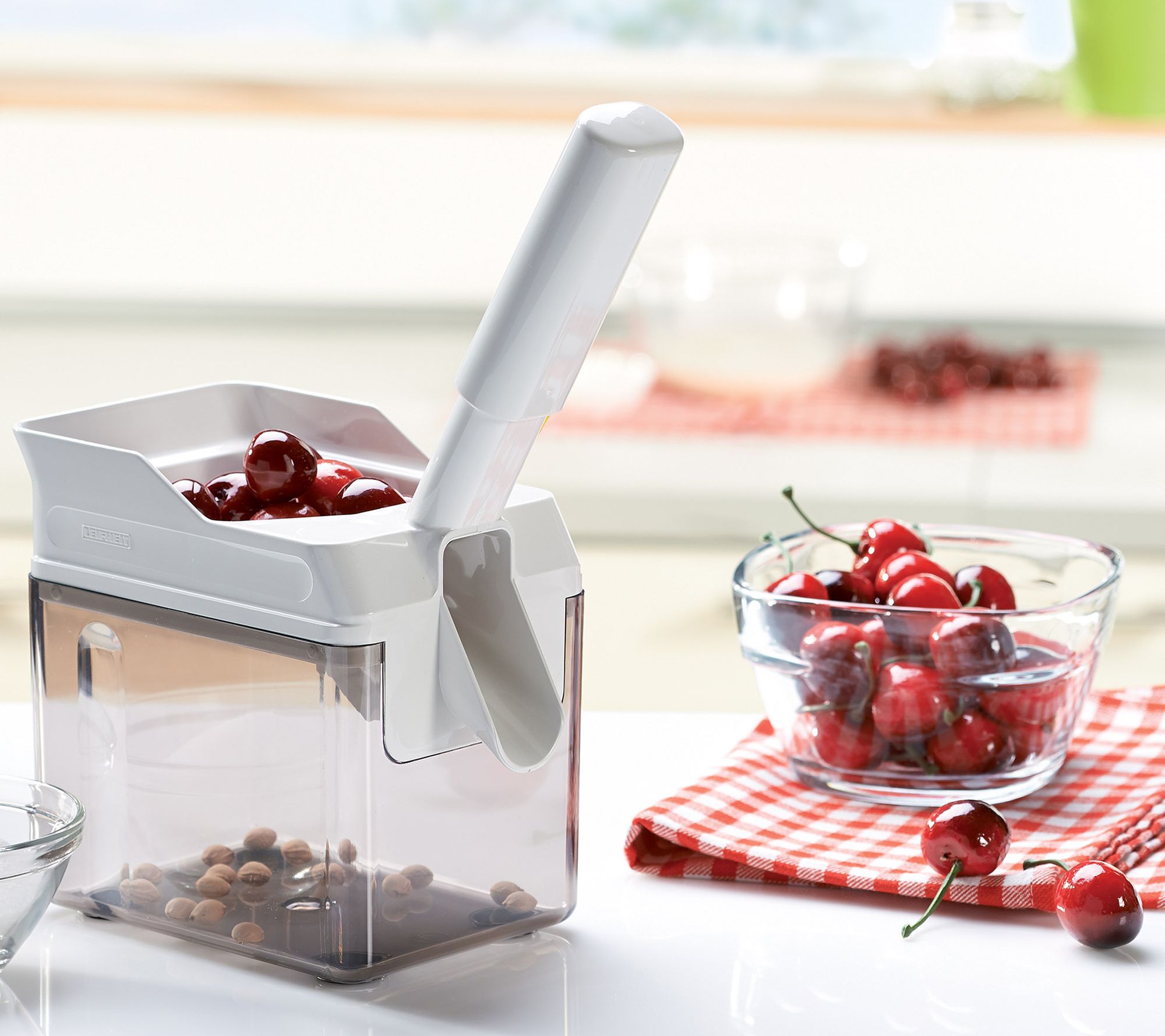 Leifheit High-Volume Cherry Pitter with Pit Collector - White - QVC.com