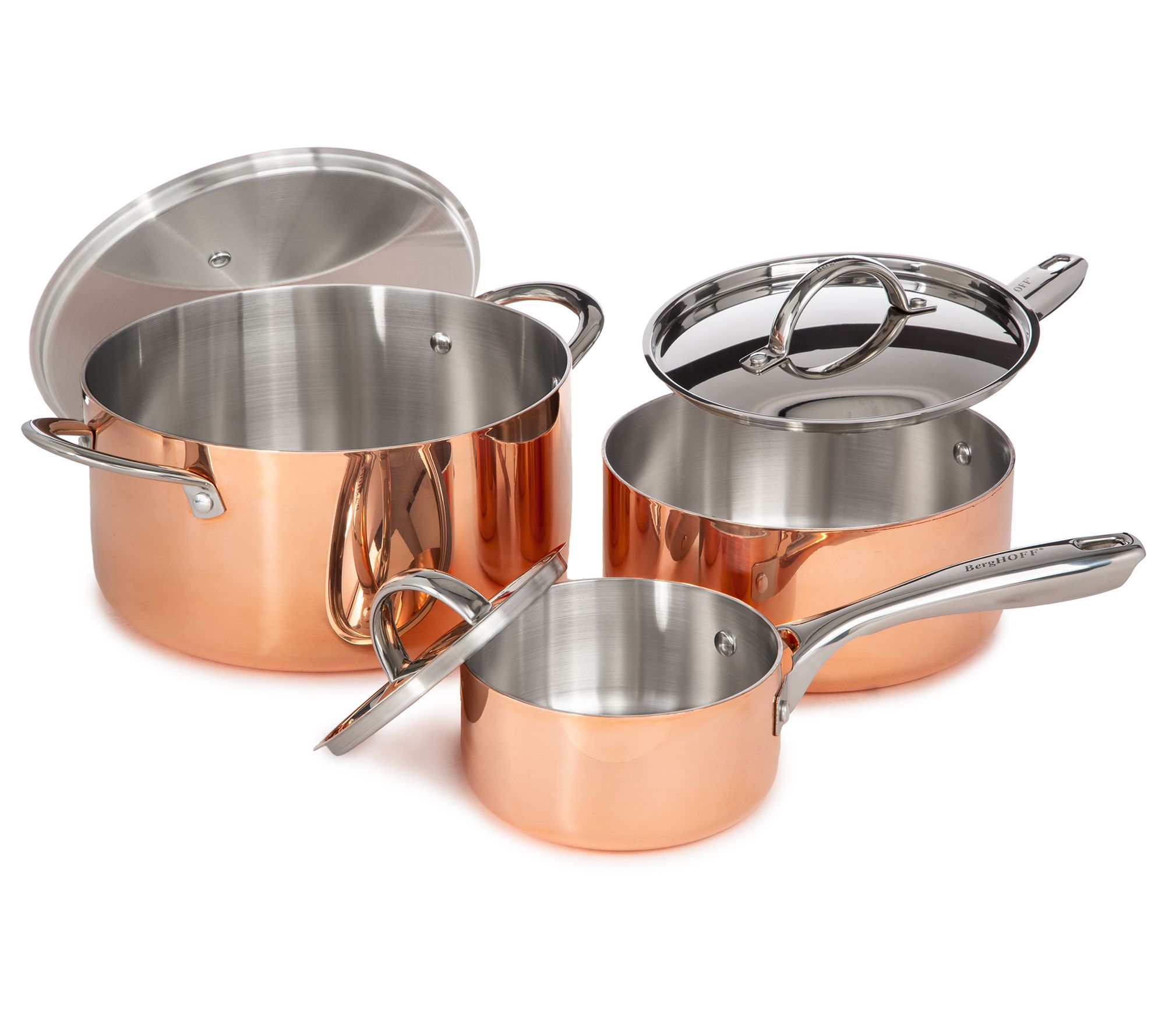 BergHOFF Vintage 6pc Tri-Ply Copper Cookware Set with Lids - QVC.com