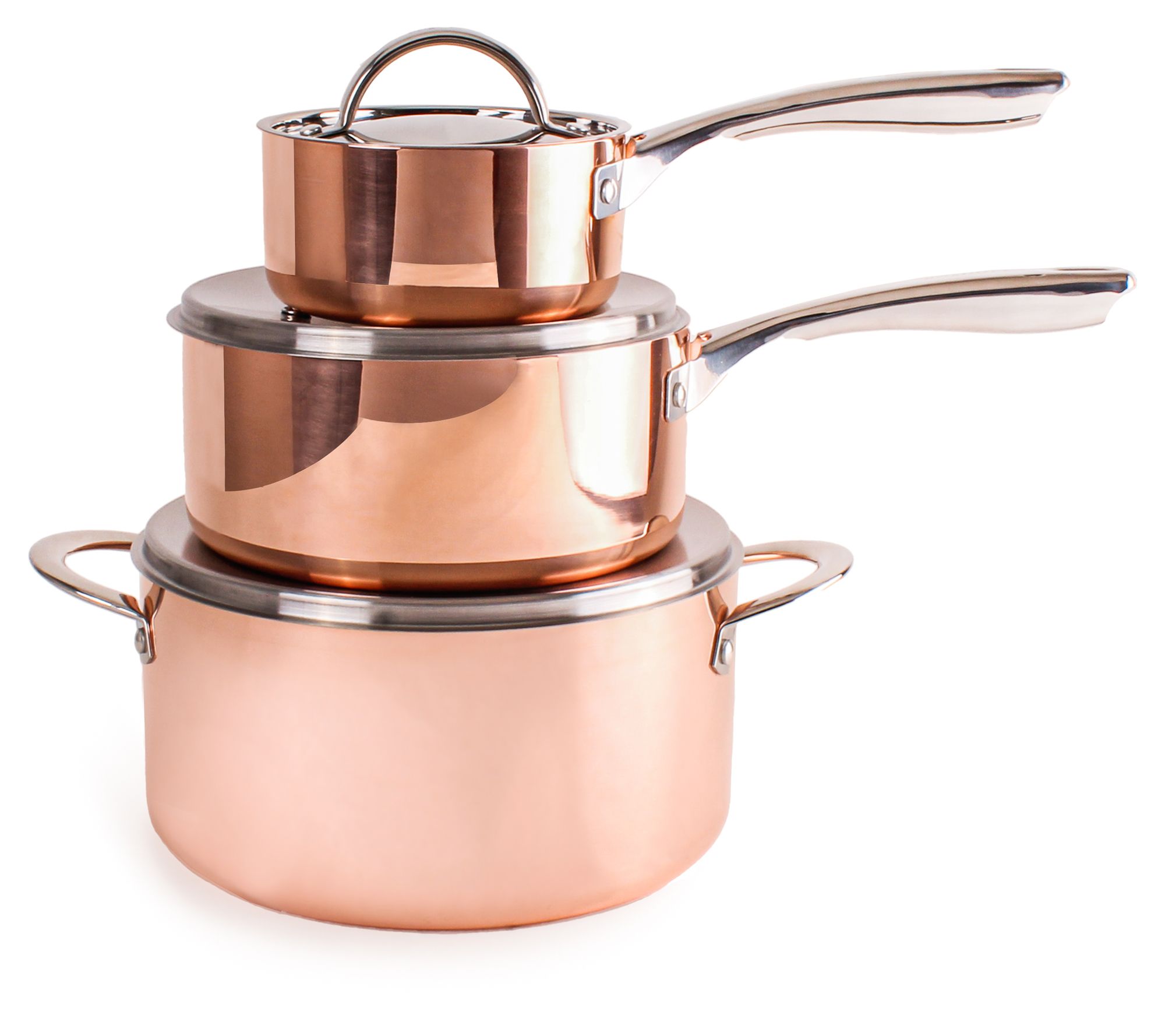 BergHOFF Vintage 6pc Tri-Ply Copper Cookware Set with Lids - QVC.com