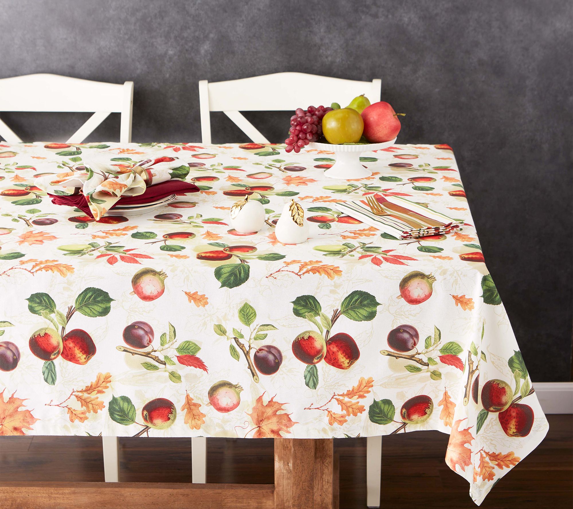 Design Imports Orchard Botanical Printed Tablecloth 52" x 52" - QVC.com