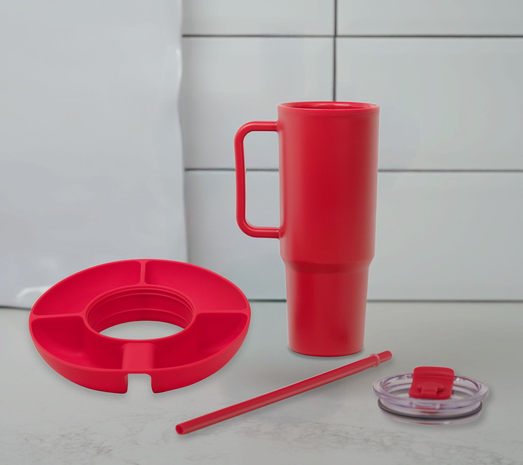 Primula 40oz Double Wall Tumbler w/ Snack Tray - QVC.com