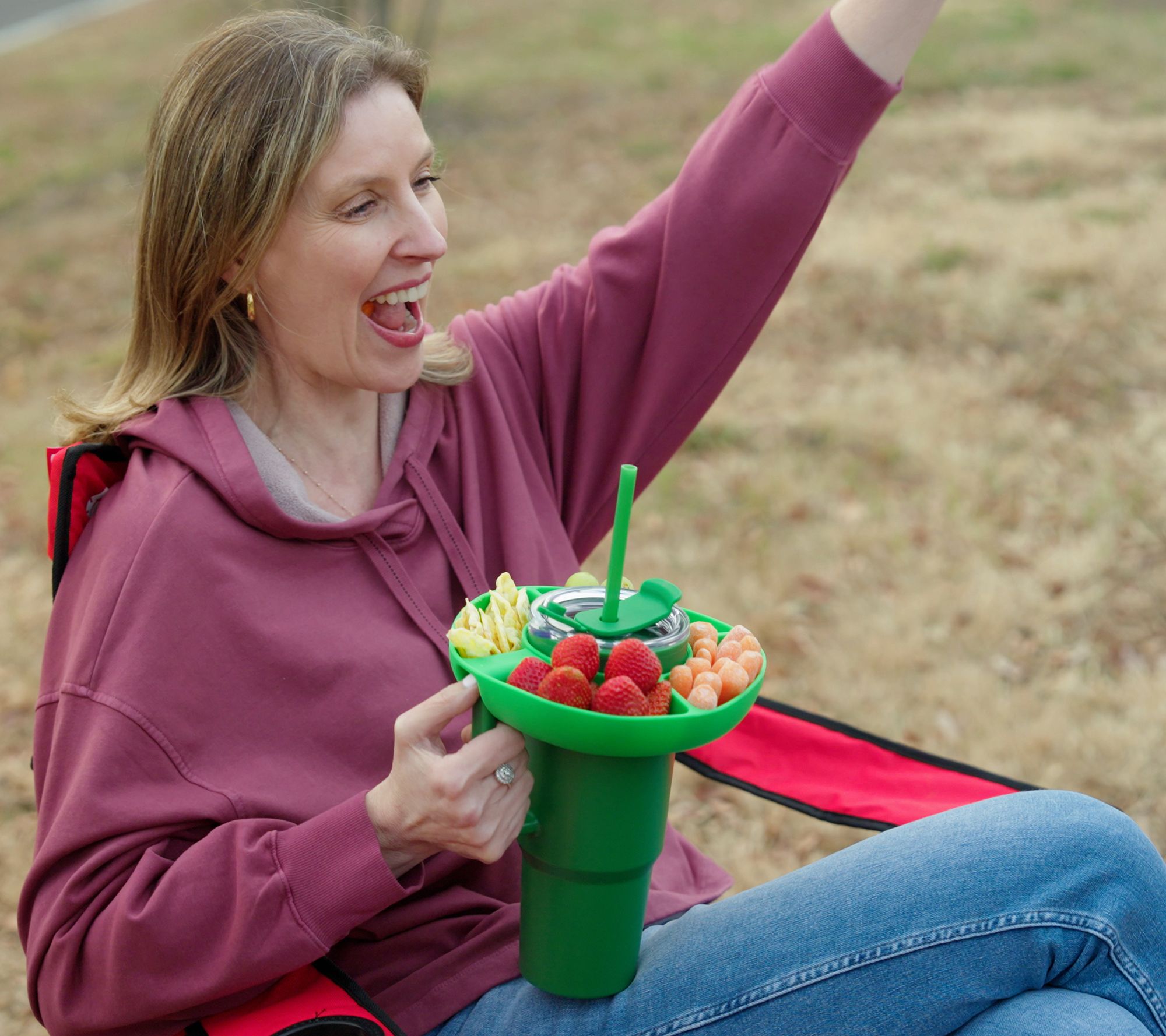 Primula 40oz Double Wall Tumbler w/ Snack Tray - QVC.com